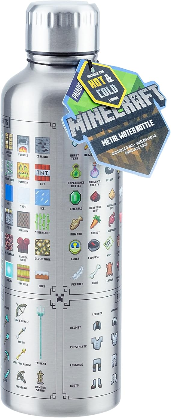 Minecraft Metal Water Bottle - Officially Licensed, Leakproof Travel ...