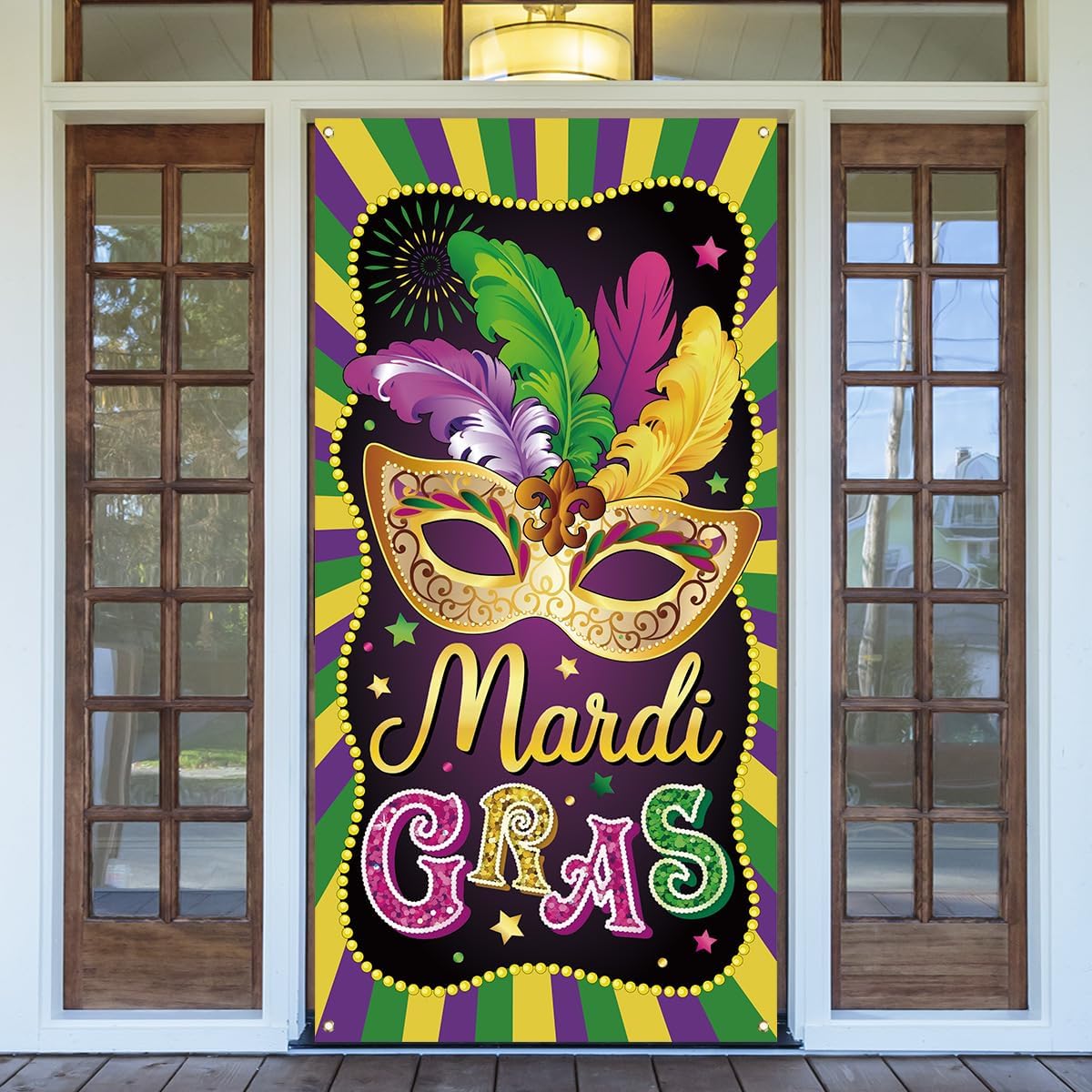 Amazon.com: Mardi Gras Door Cover New Orleans Brazi Carnival Welcome ...