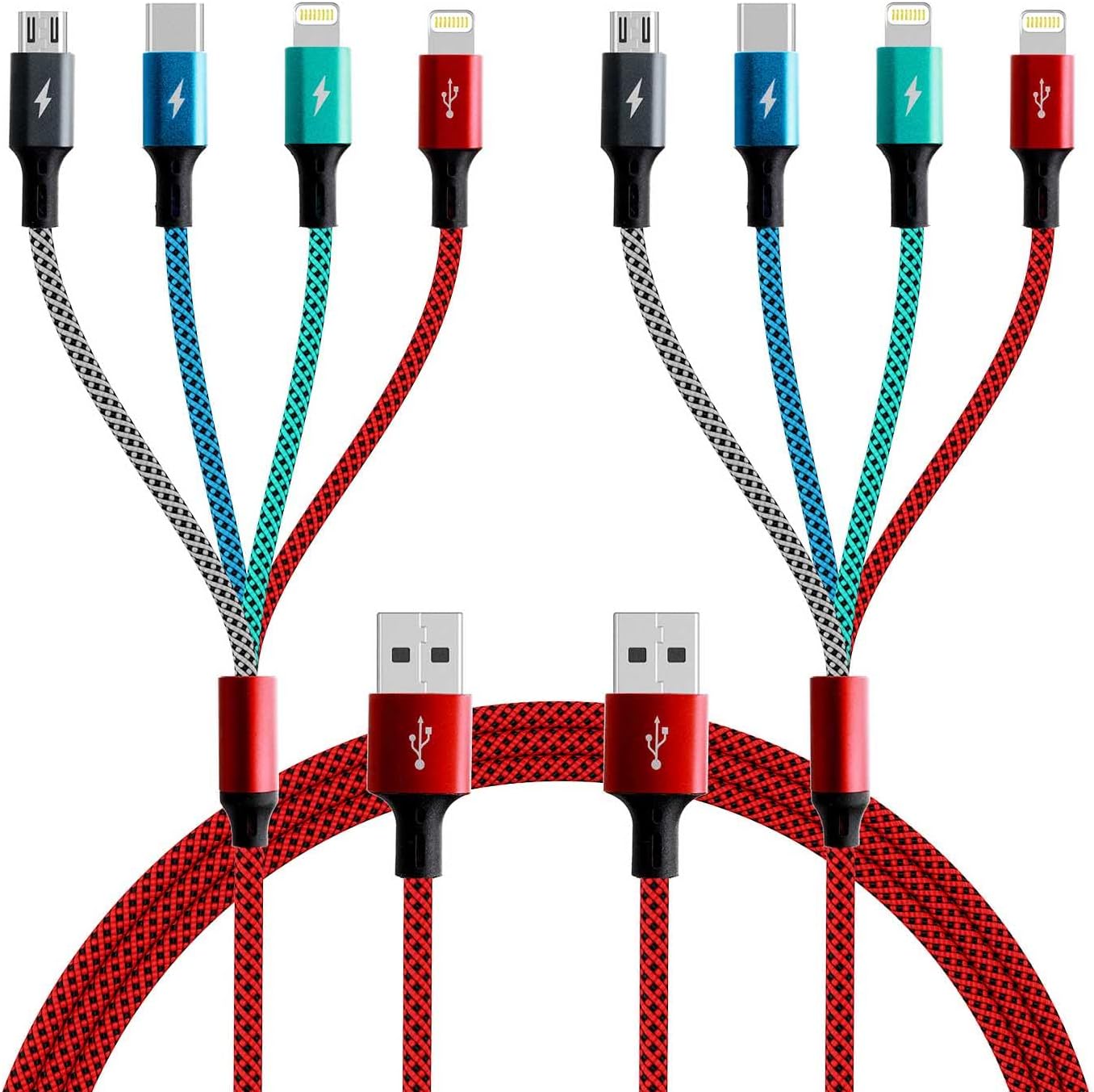 Amazon.com: Multi Charging Cable, (2 Pack 4FT) Multi USB Charger Cable ...