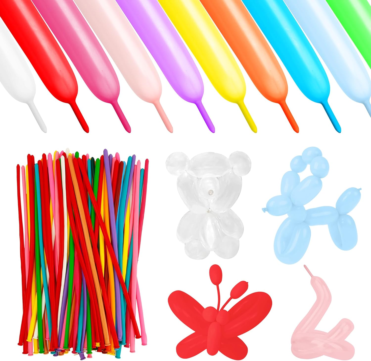 Amazon.com: Wkjeneare Rainbow 260 Balloons, 100 PCS Long Balloons for ...