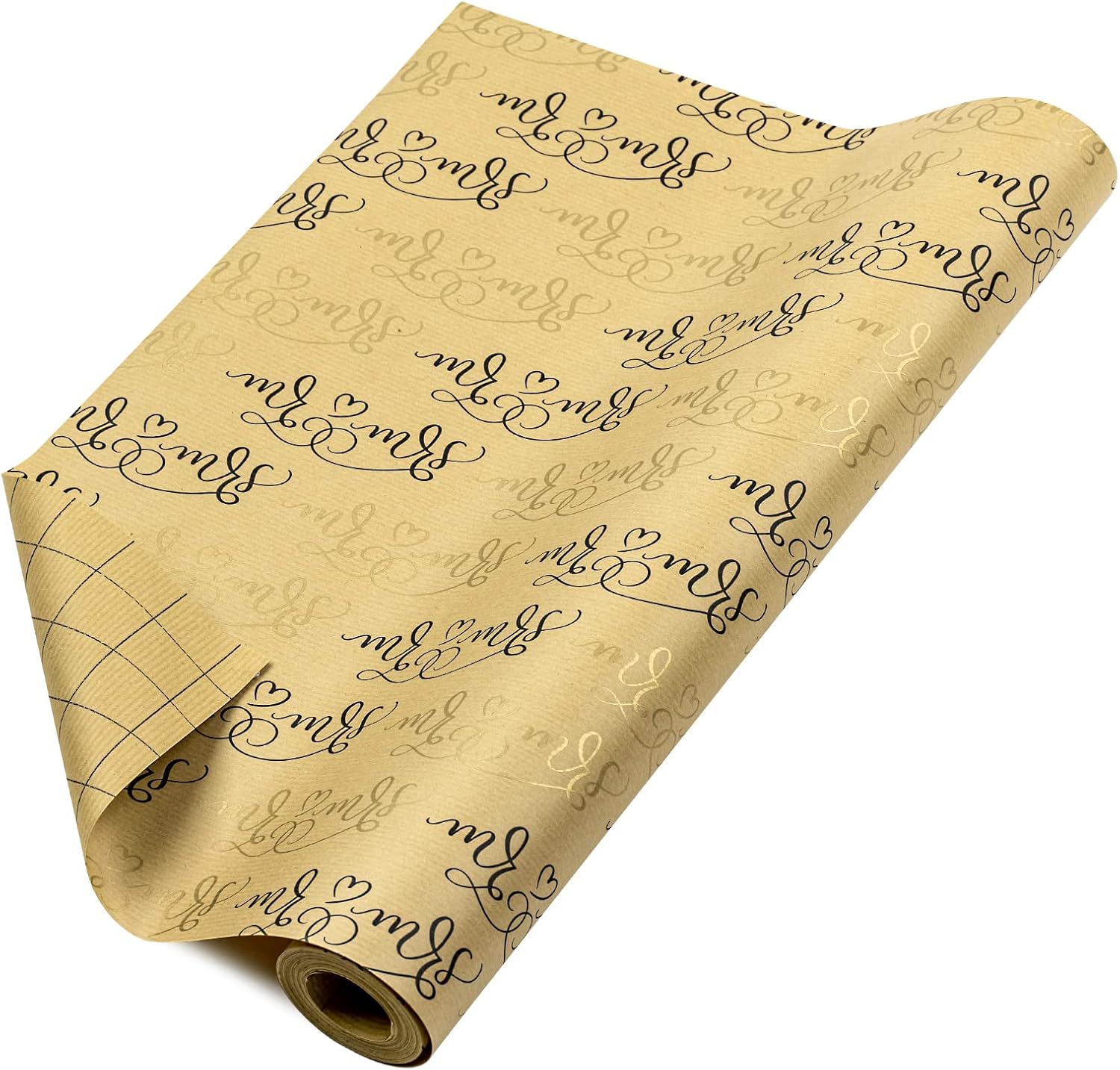 Amazon.com: RUSPEPA Kraft Wrapping Paper Roll - Mini Roll - Mr. & Mrs ...