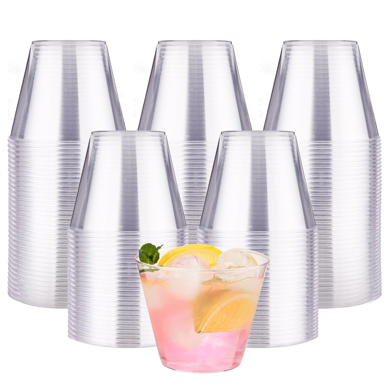 Snapklik.com : RACETOP 9 Oz Clear Disposable Plastic Cups 100 Pack