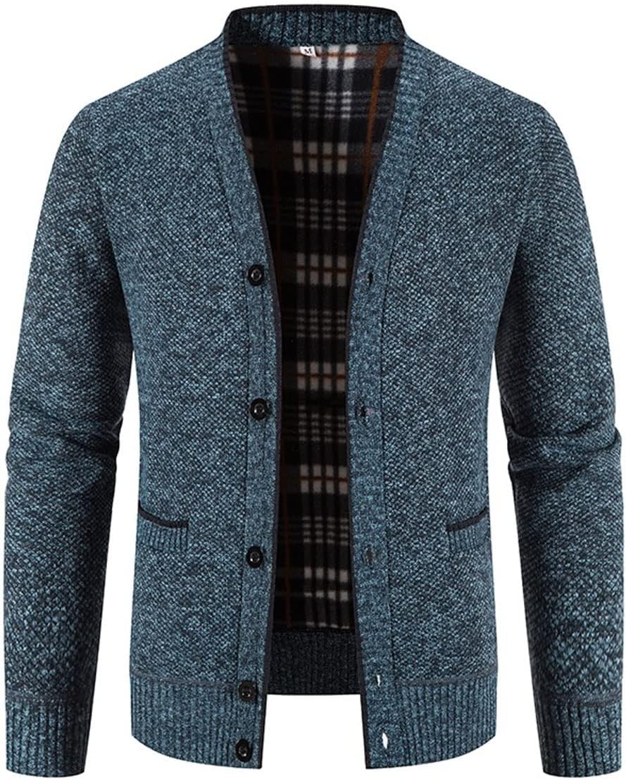 KLOOT Cardigan Men Male Thick Warm Cardigan Jacket Casual V-neck Button ...