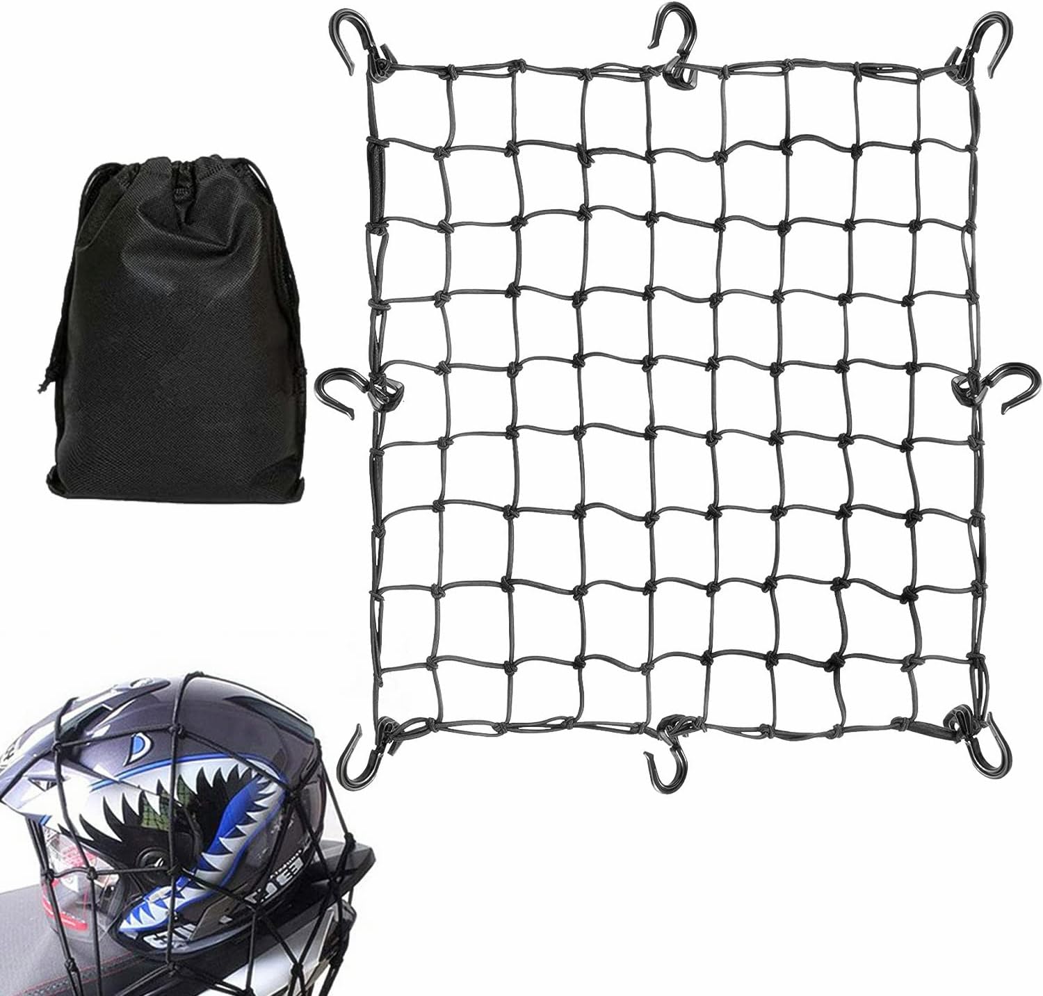 Filet élastique robuste avec 6 crochets, pour casque de moto - Filet de ...