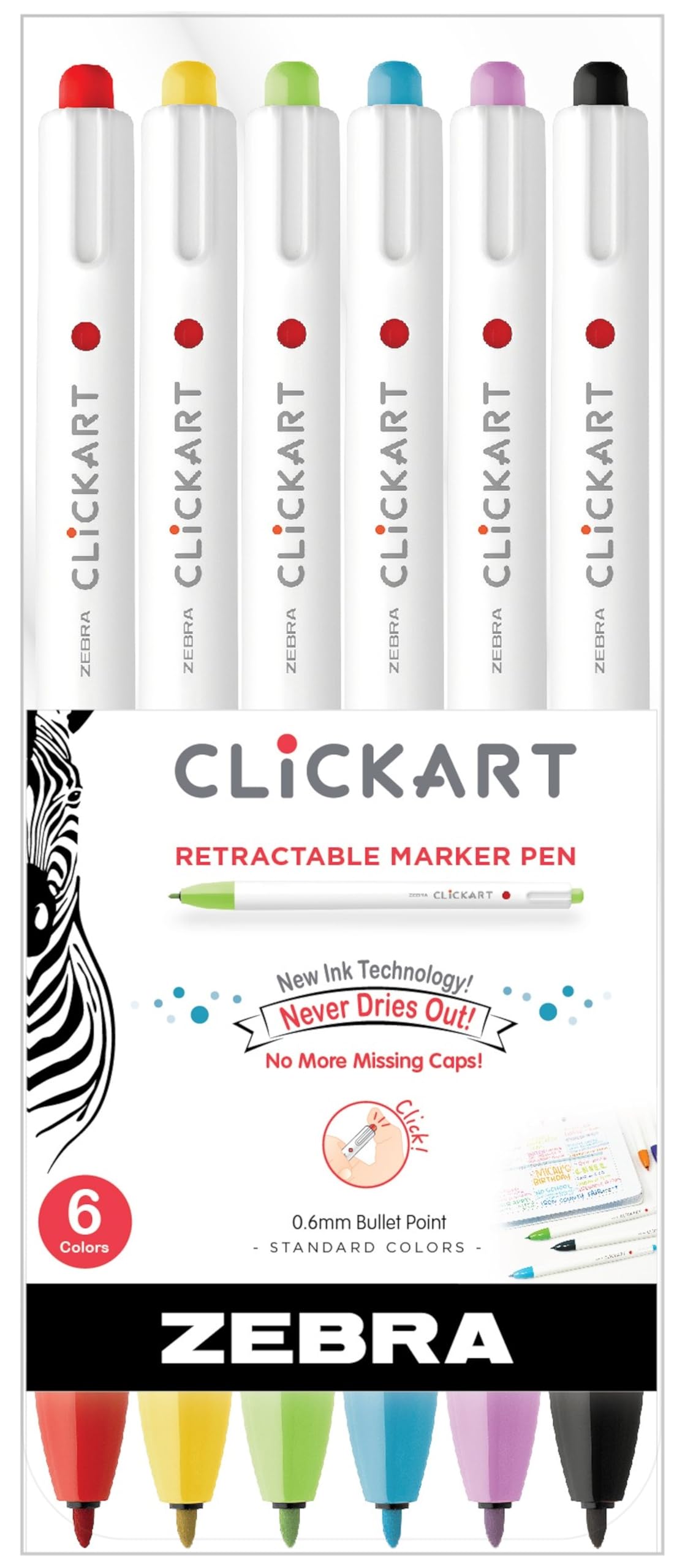Amazon.com: Zebra Pen Click Art Retractable Marker Pen, Fine Point, 0 ...