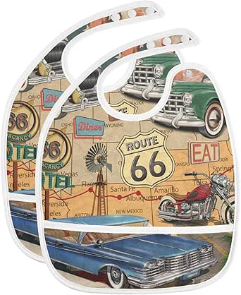 Amazon.com: Emelivor Vintage Car Route 66 Baby Bibs for Baby Boy Girl ...
