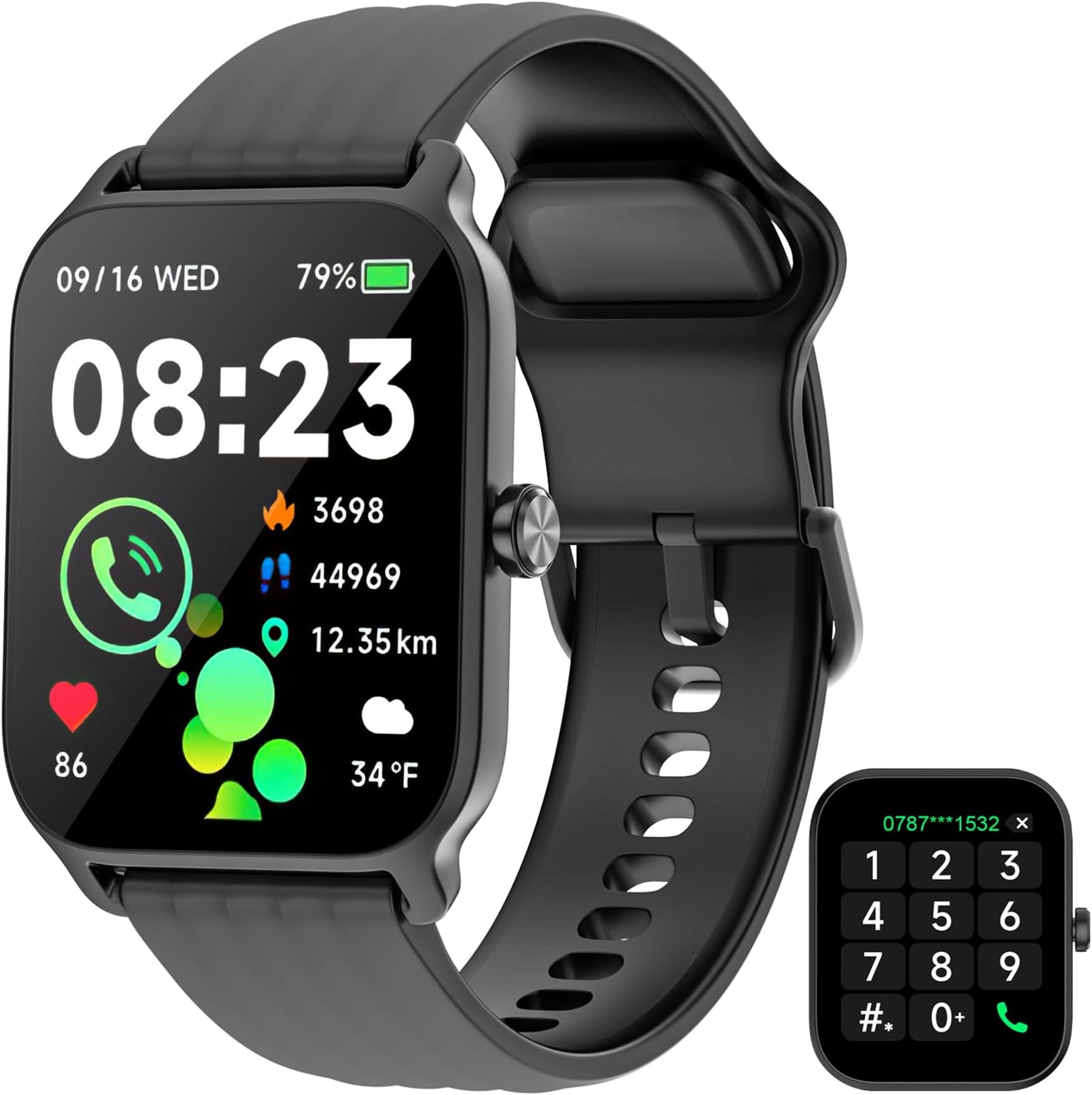 IOWODO Smart Watch for Men Women, 1.85" Smart Watch Make/Answer Calls ...