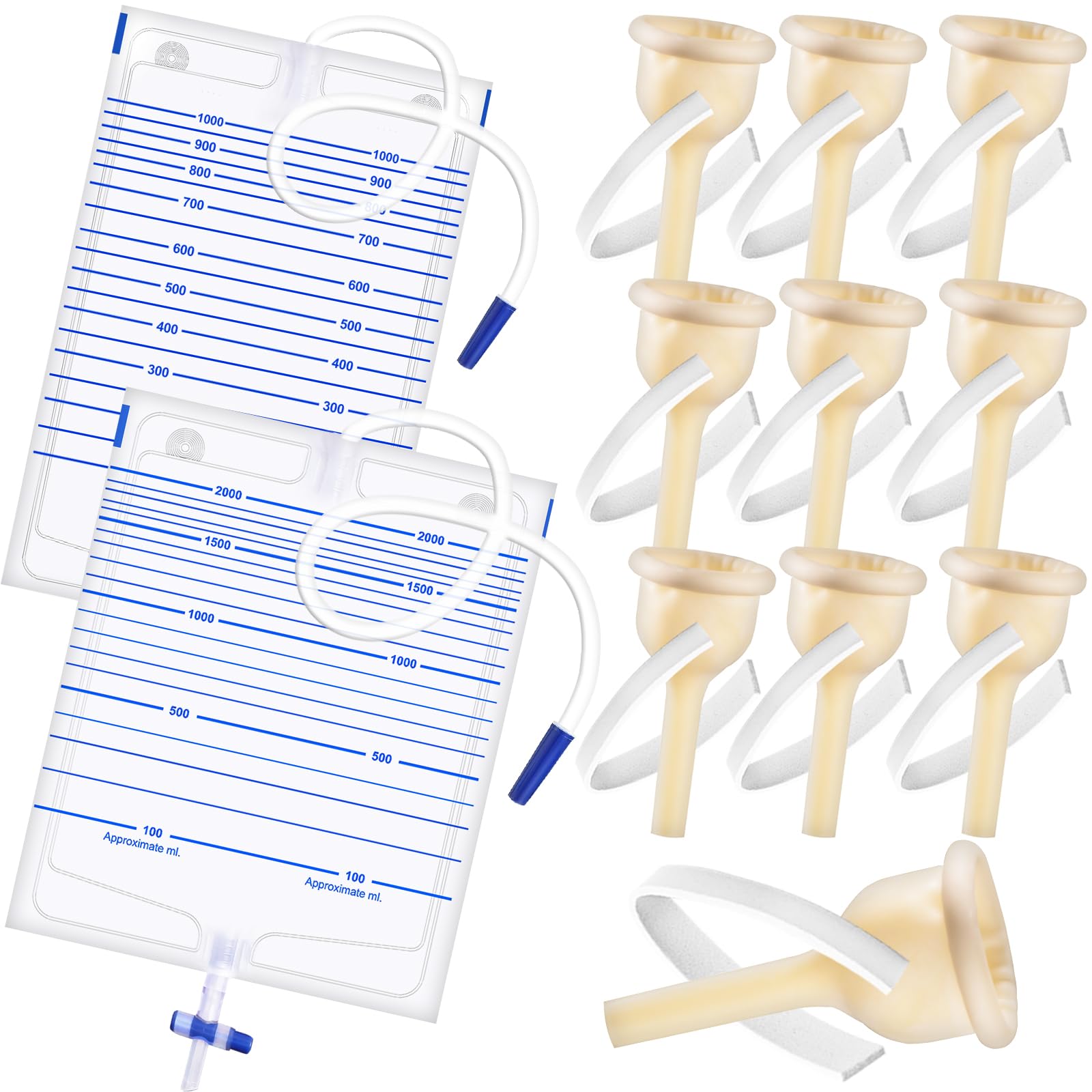 Amazon.com: 10Pcs Latex Catheter Set with 2 Urinary Drainage Bag ...