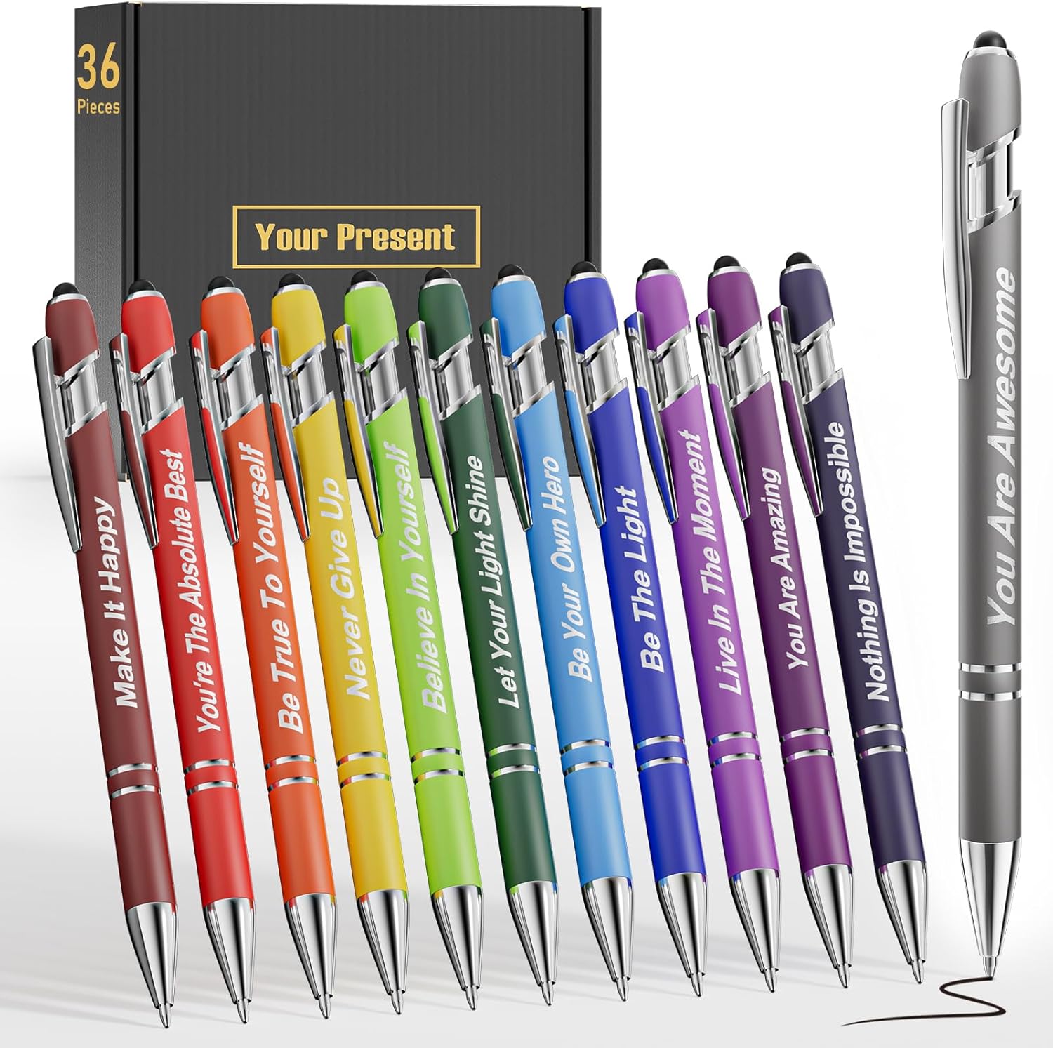 Amazon.com : Faswyong 36 Pcs Motivational Pens Bulk, Inspirational Ink ...