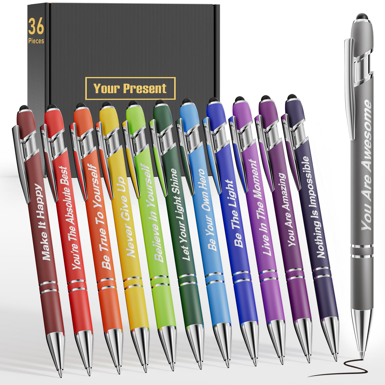 Amazon.com : Faswyong 36 Pcs Motivational Pens Bulk, Inspirational Ink ...