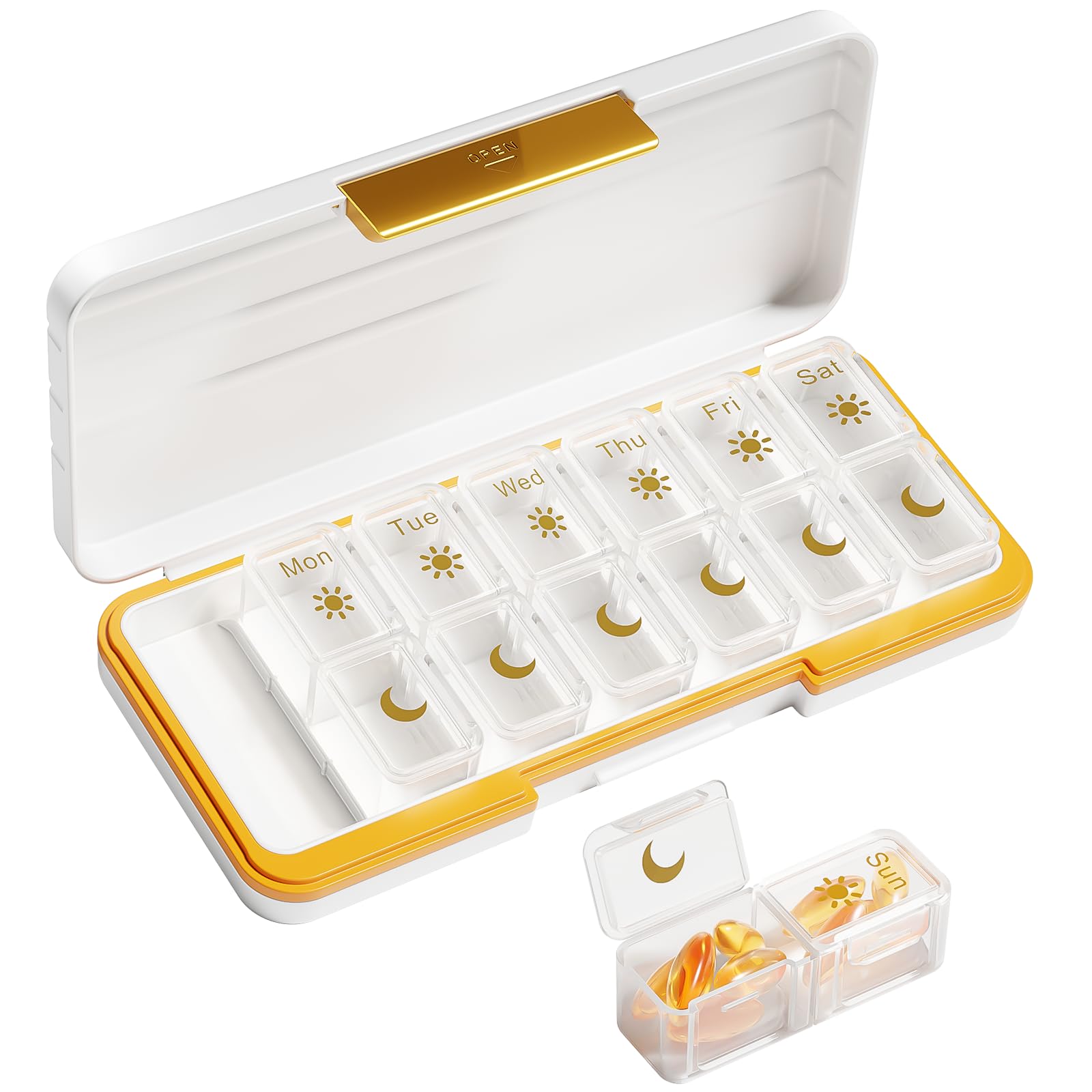 AM PM Pill Organizer 2 Times A Day, 7 Day Pill Box Weekly Pill ...