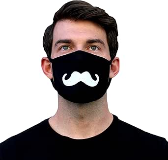 Amazon.com: Millennials In Motion Funny Mustache Mask Machine Washable ...
