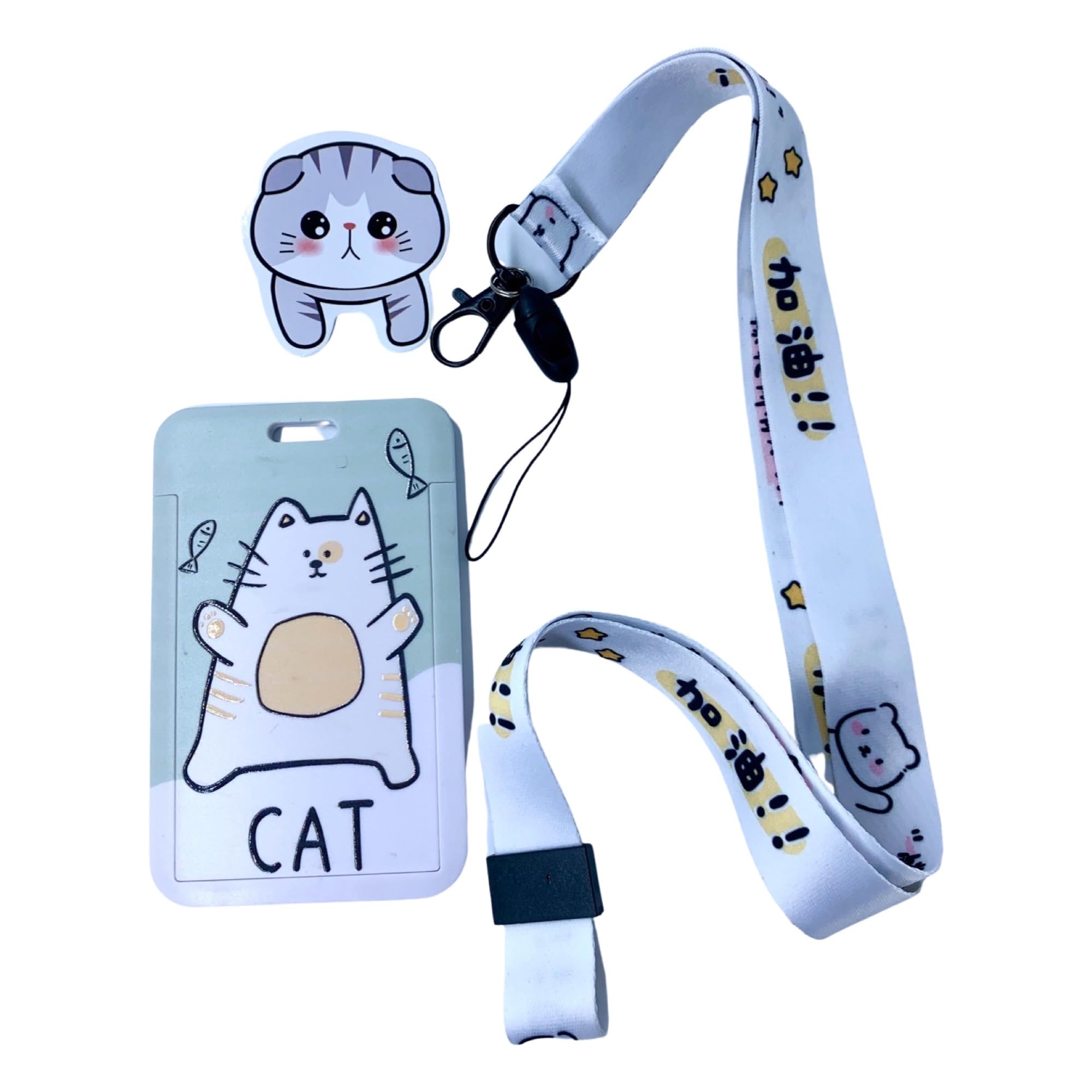 Amazon.com : CAT Picture Id Holder Lanyard with cat pic Cute Kawaii ID ...