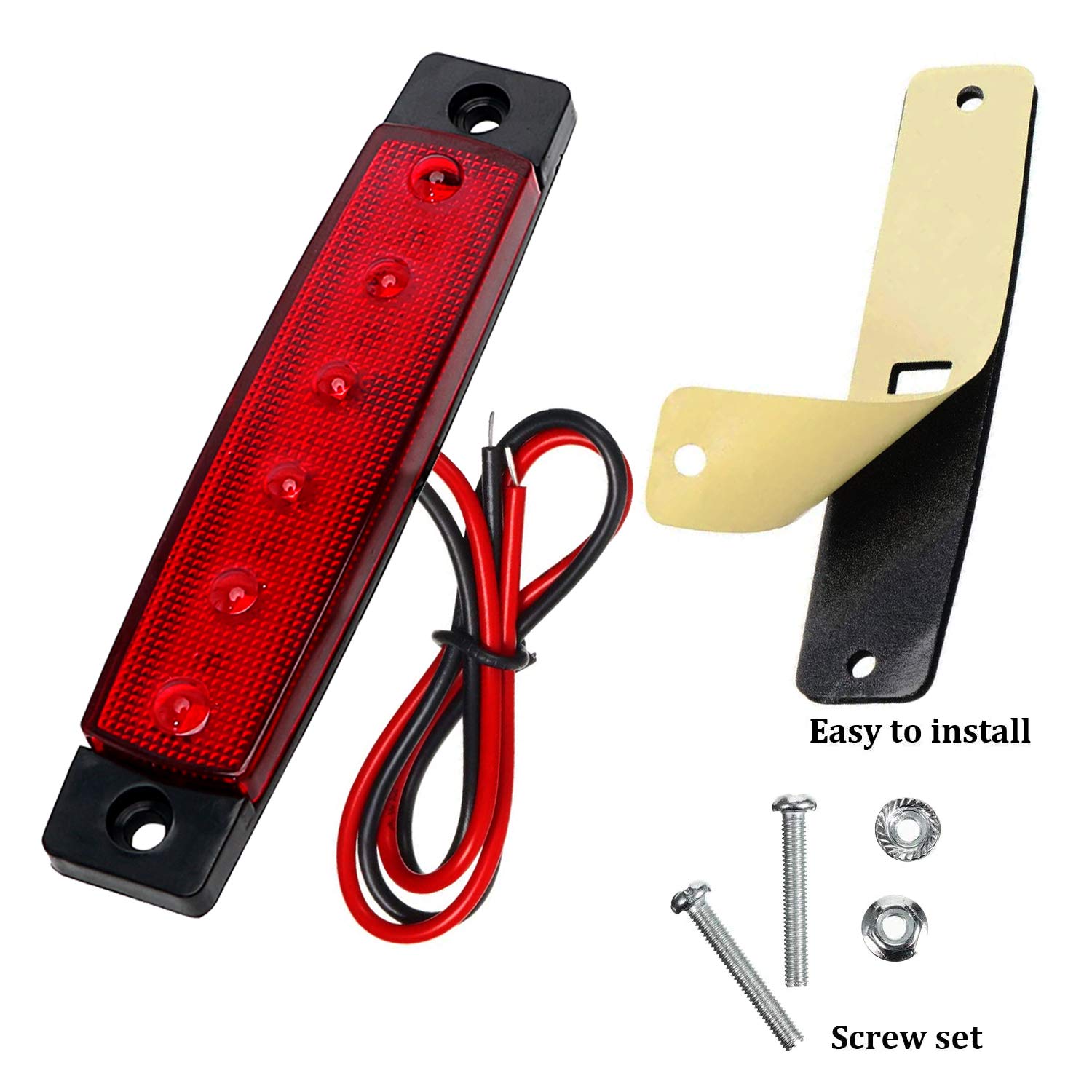 Snapklik.com : KEING Red 3.8" 6 LED Trailer Marker Lights Sealed, LED ...