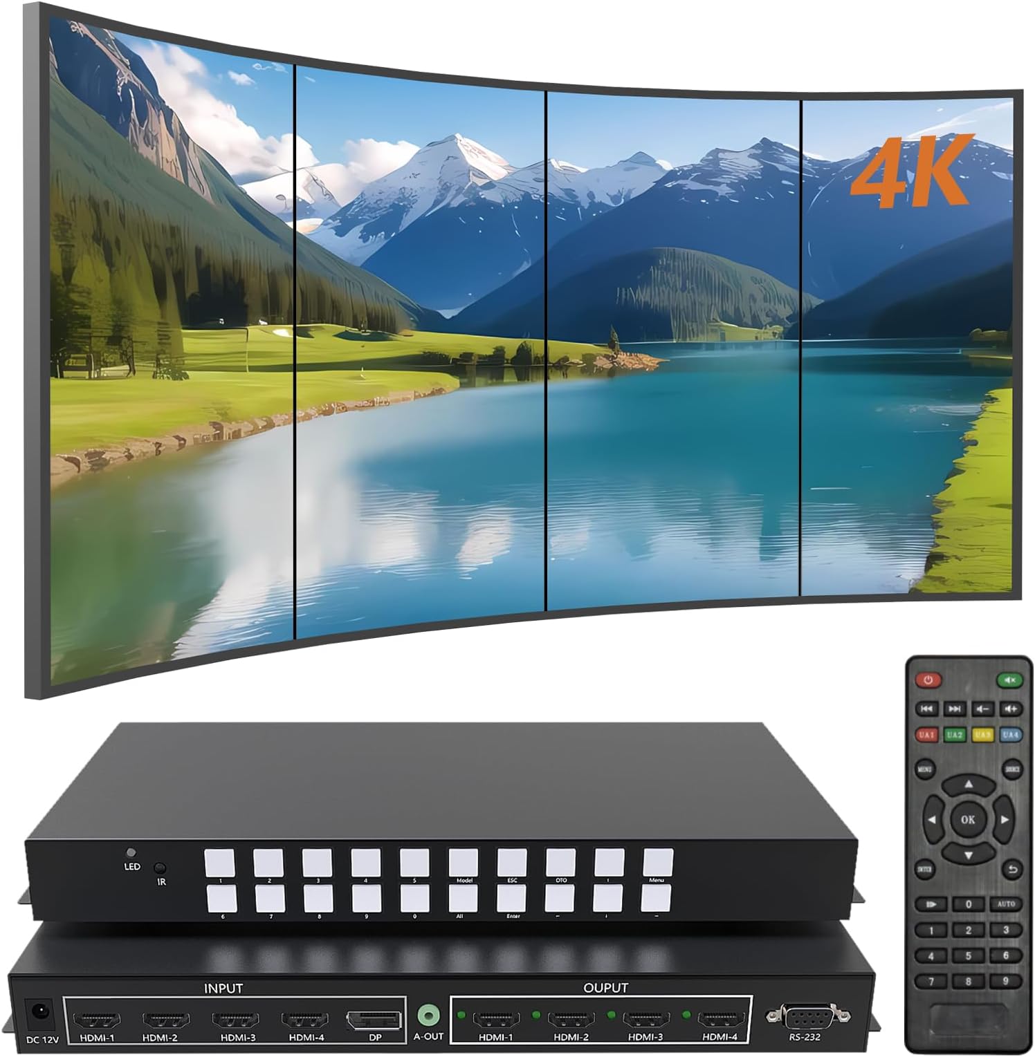 Amazon.com: ICUIXIAN 4K@60Hz 2x2 Video Wall Controller Vertical 1x4-1x3 ...