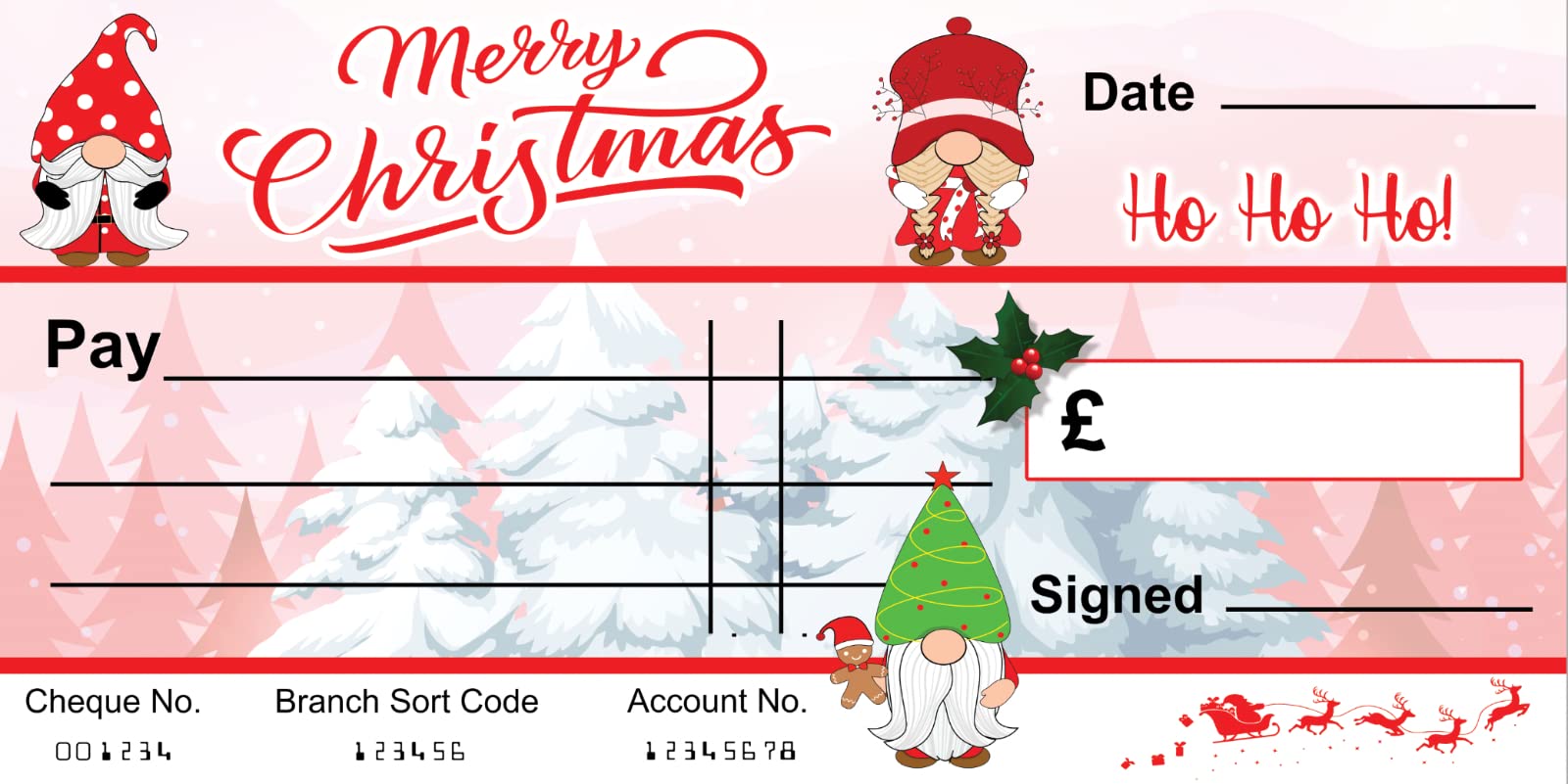 Christmas Blank Presentation Cheque V50 Paper Large 1m Wide x 50cm deep ...
