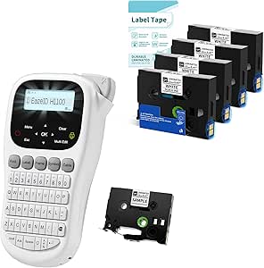 Amazon.com : H1100 Portable Label Maker with 5PK 12mm Laminated Tape Waterproof, Keyboard ...