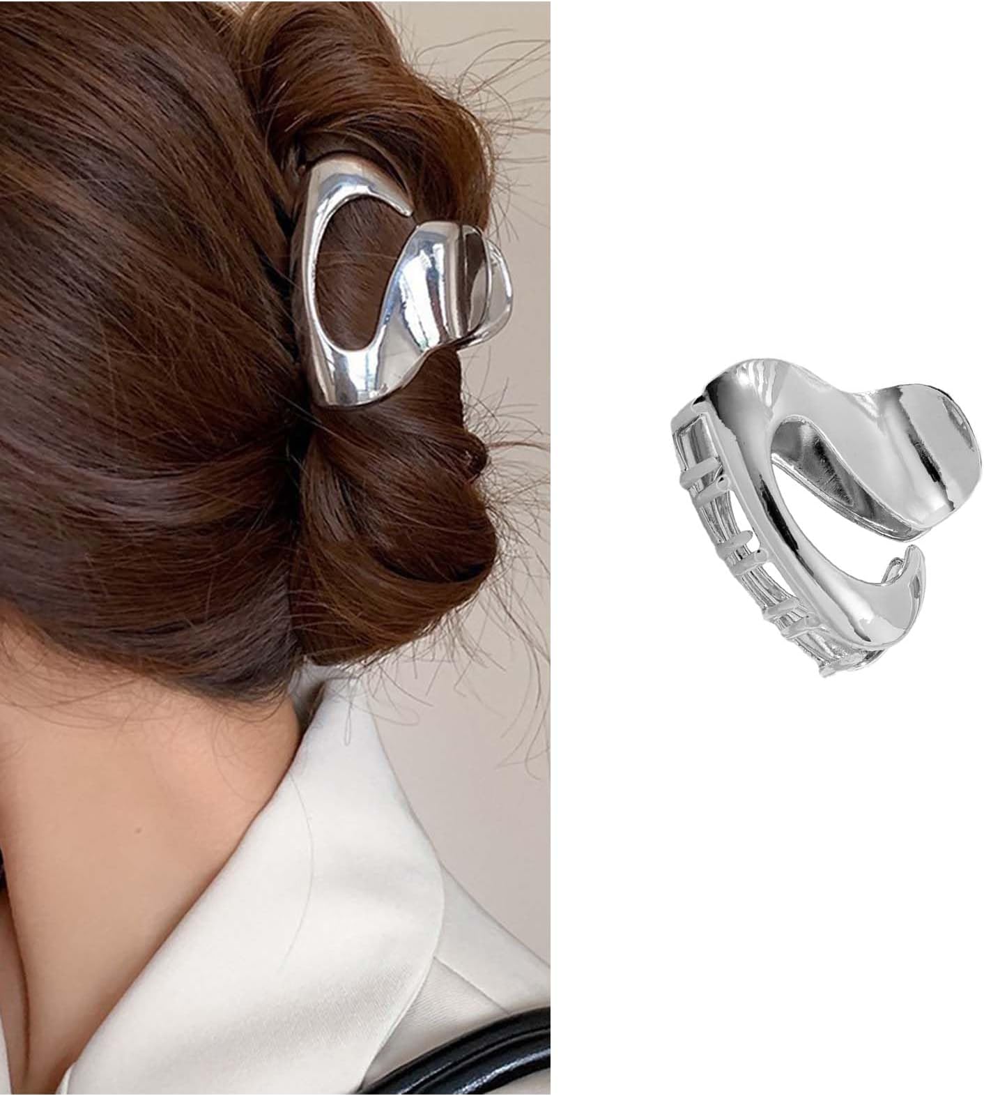 Amazon.com : Iaceble Metal Silver Minimalist Geometric Alloy Hair Clip ...