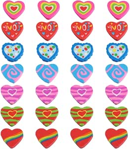 Amazon.com : 10pc Creative Color Heart Shaped Eraser Cute Cartoon ...