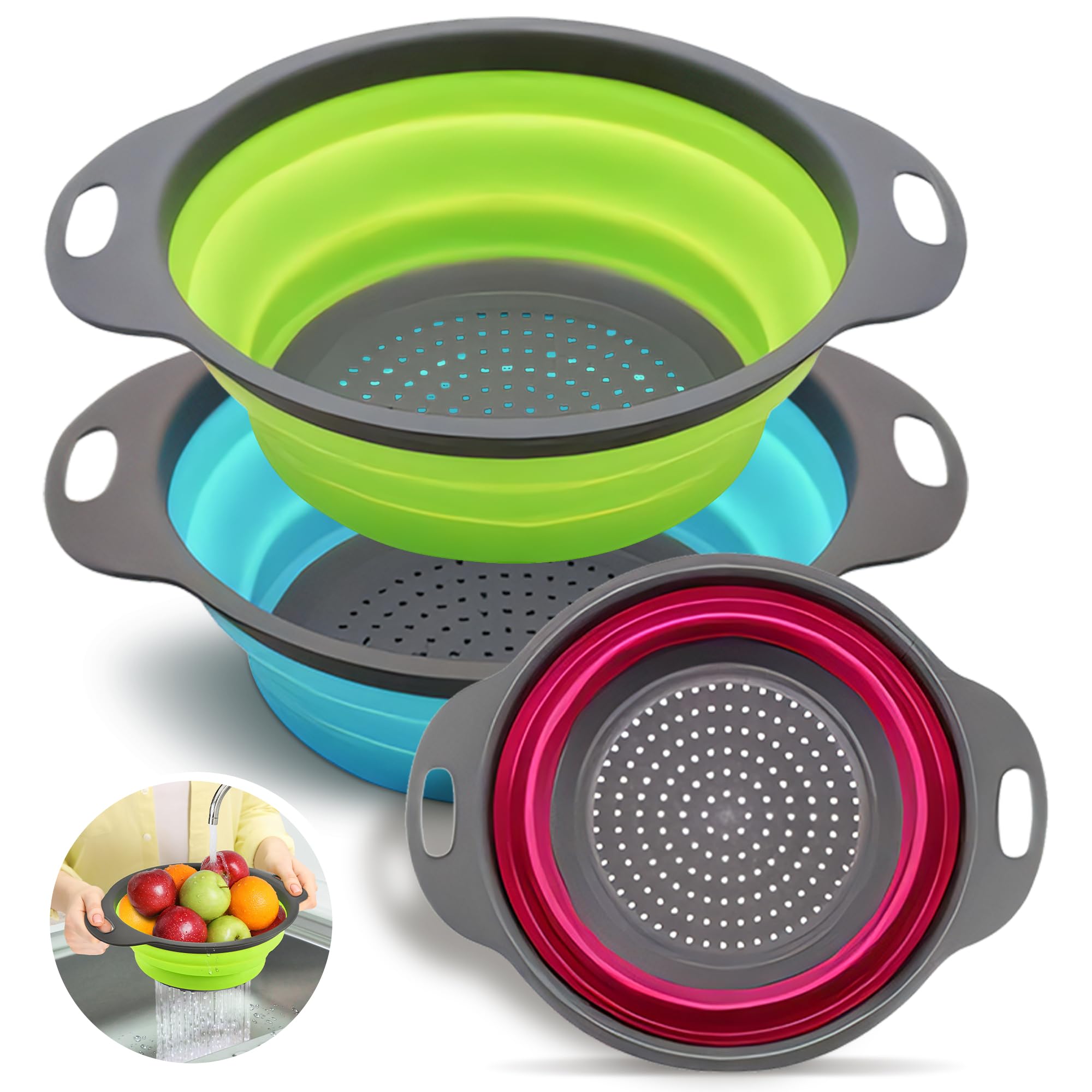Amazon.com: Silicone Collapsible Colander - Small Collapsible Colander ...
