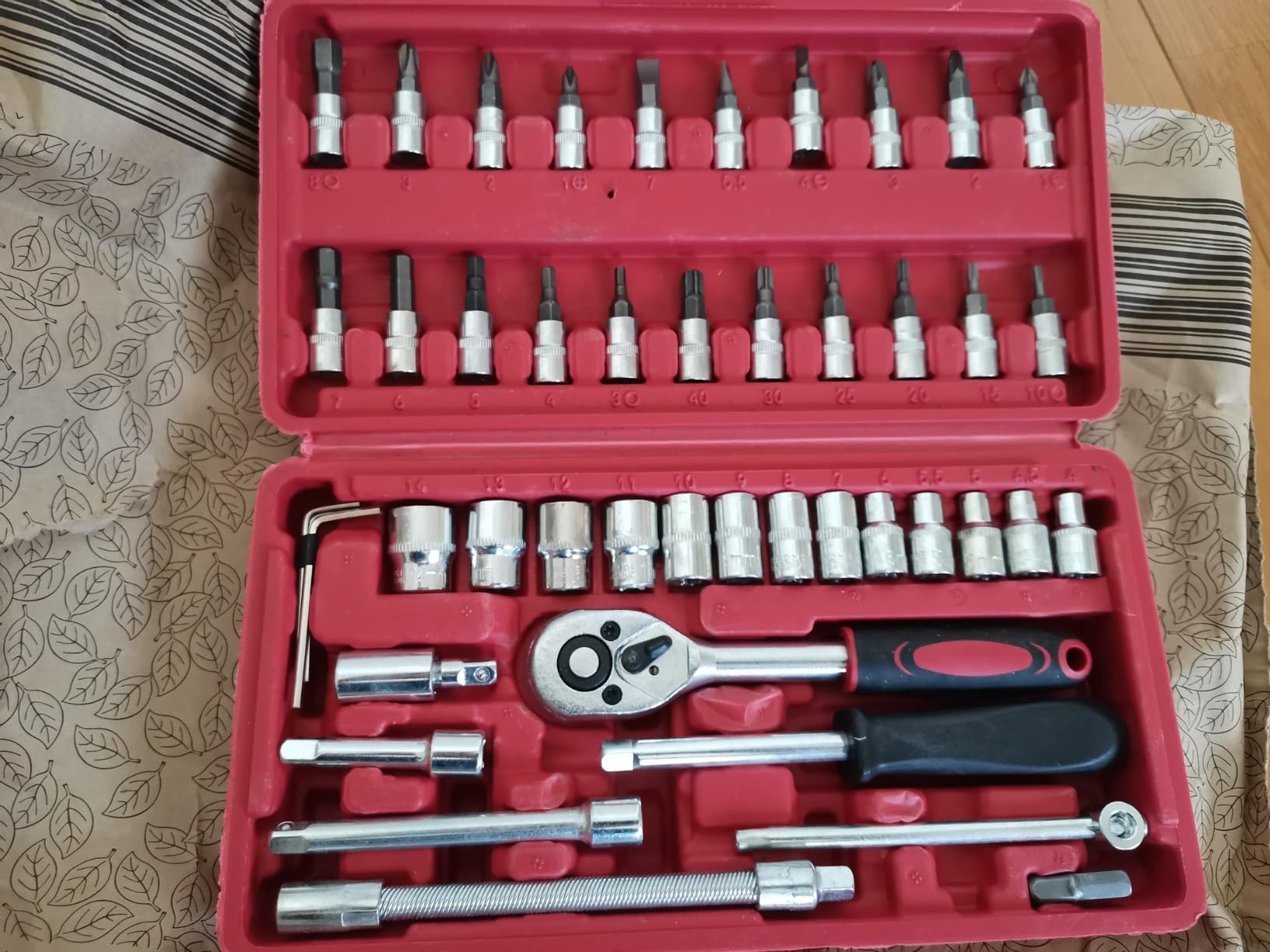 Amazon.co.jp: Socket Wrench Set, 46 Piece Set, Ratchet Wrench, Drive ...