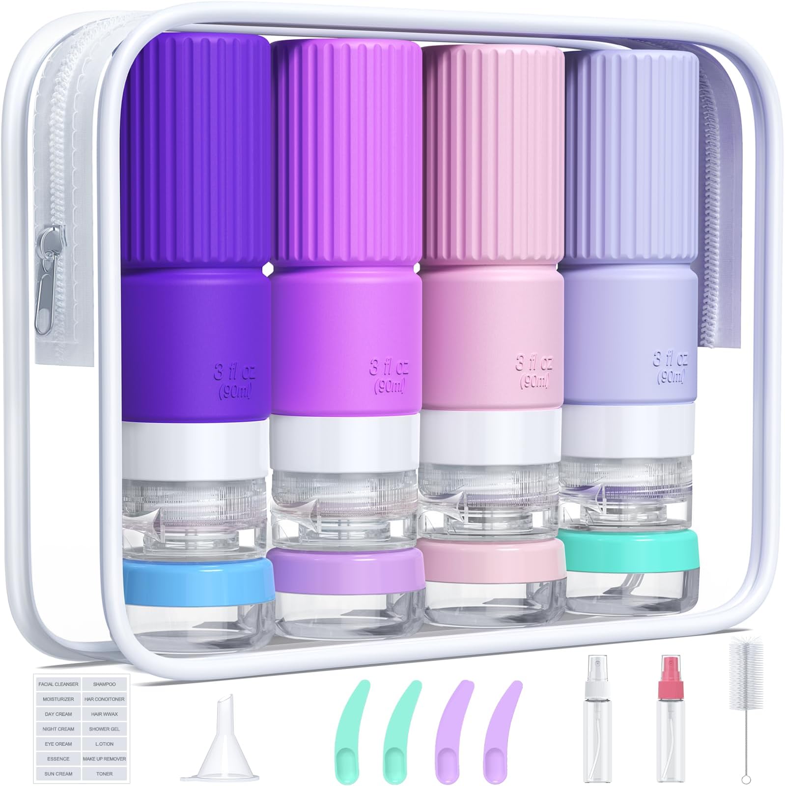 Amazon.com: 18pack Travel Bottles for Toiletries,TSA Approved Silicone ...