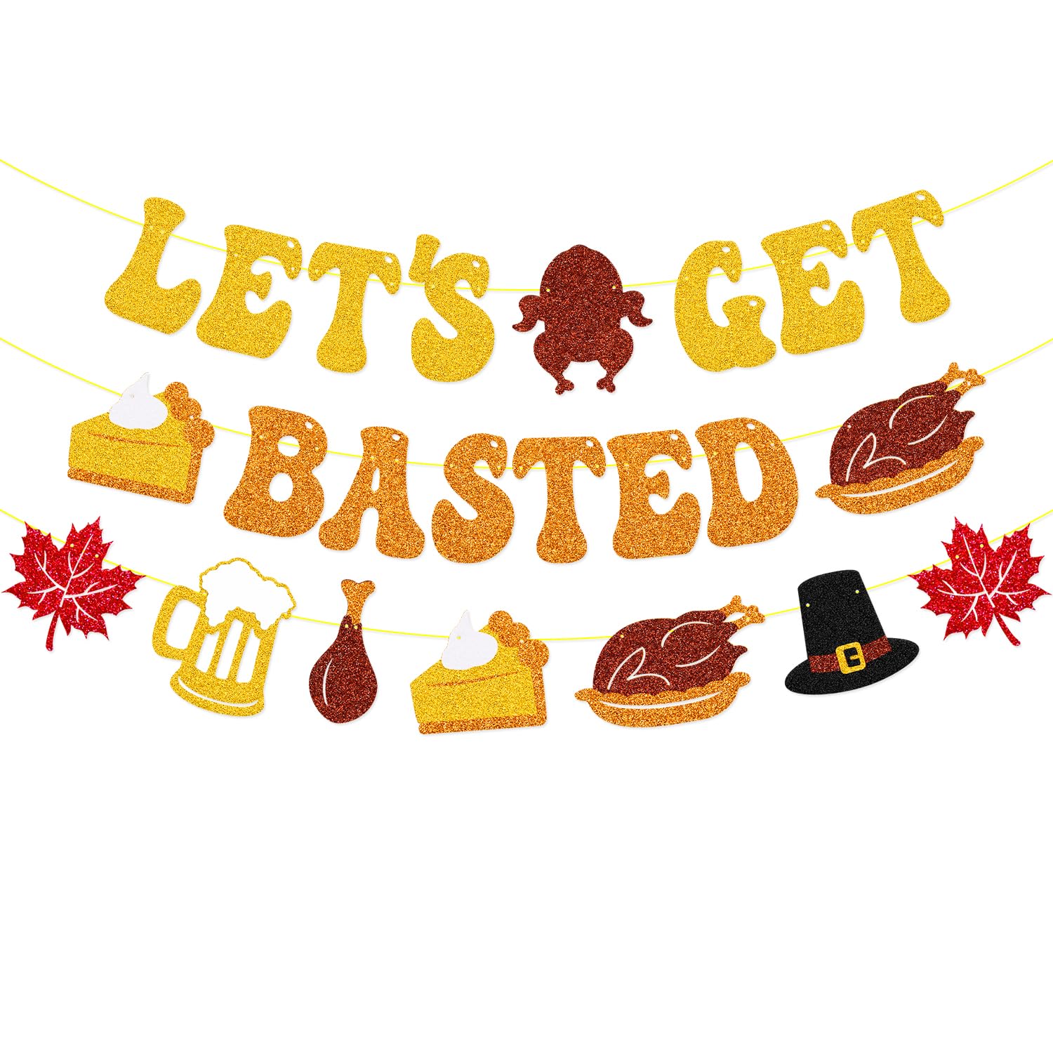 Amazon.com: Thanksgiving Party Decoration Let's get Basted Banner Happy ...