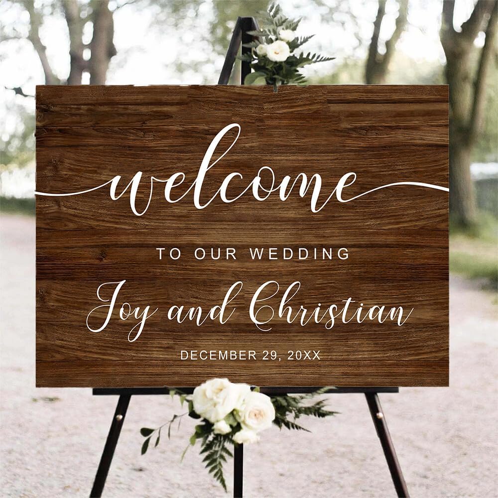 Amazon.com : SZ-HaNoi Personalized Rustic Wedding Sign, Wooden Welcome ...