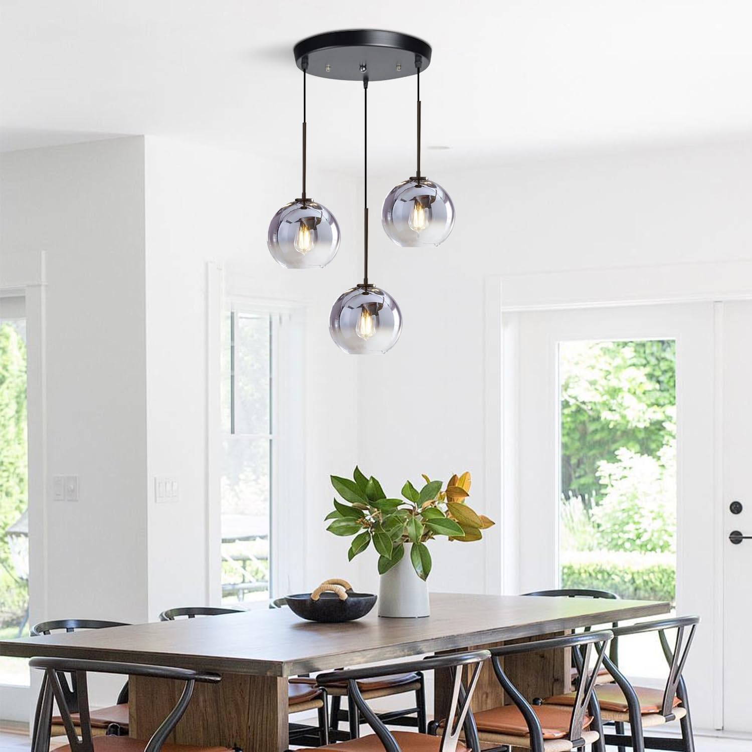 Snapklik.com : Lighting 3 Pendant Light Fixtures Ceiling Hanging Large ...