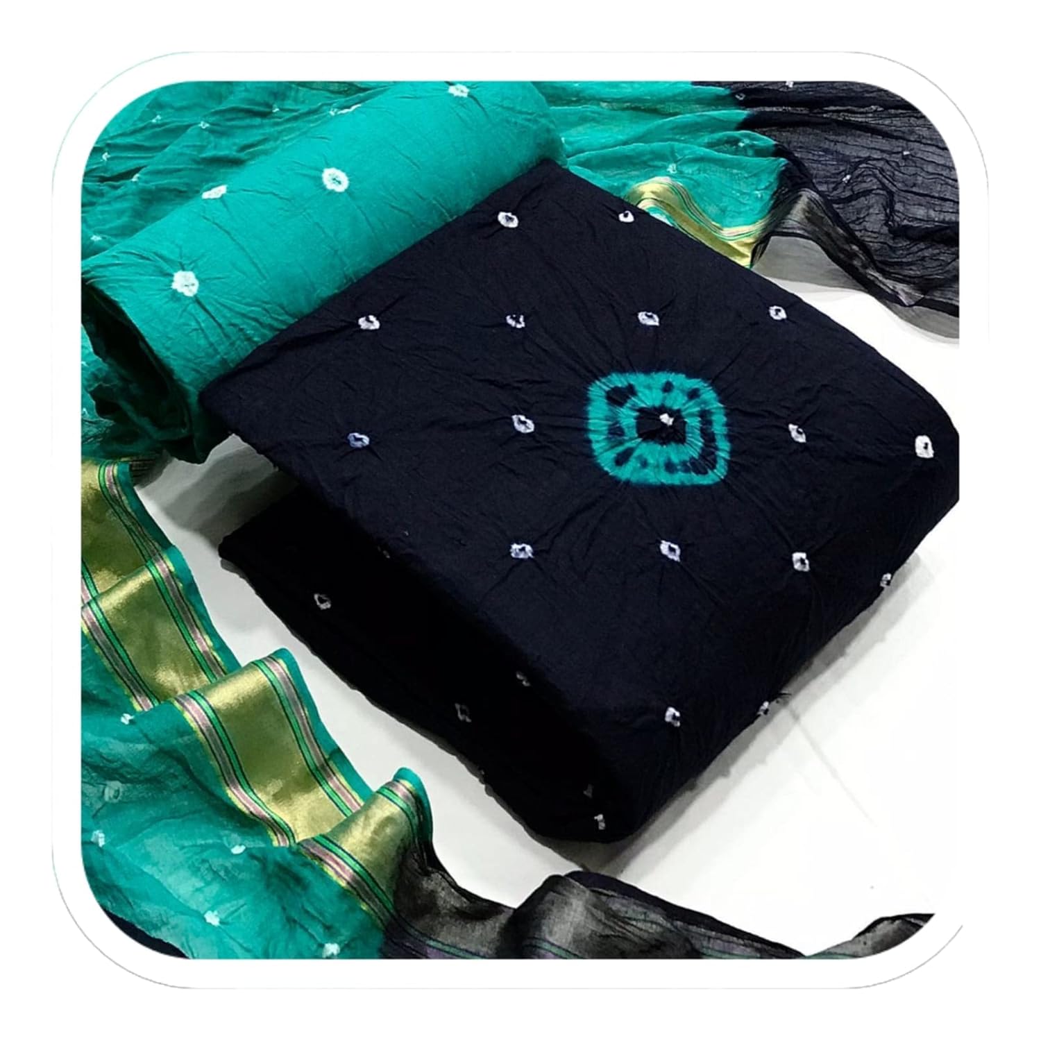 Buy Dharmik Ramdev Creation Cotton Unstiched Bandhani Dress Material ...