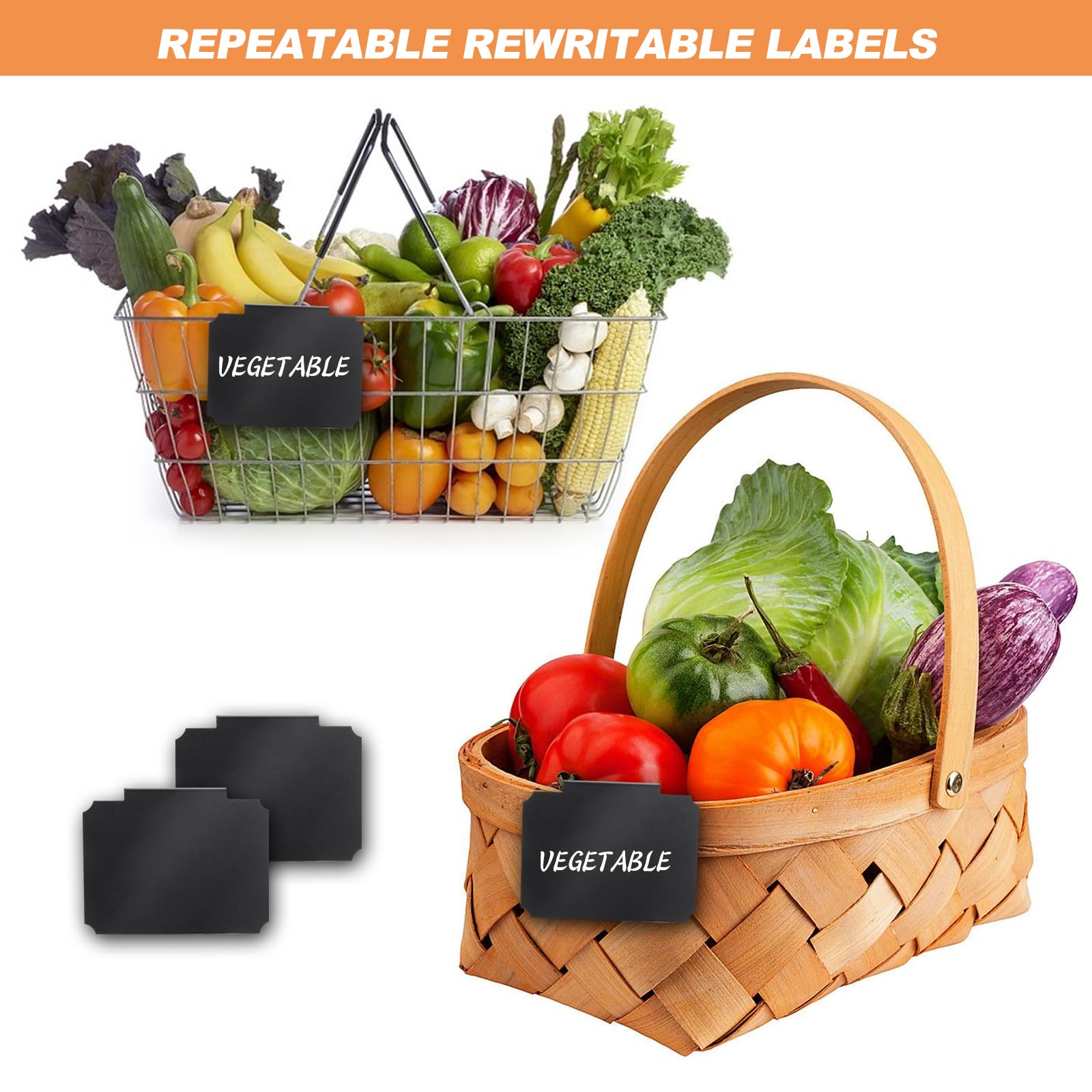 Basket Label Clip On 12 PCS Chalkboard Labels Holder for Storage Boxes ...