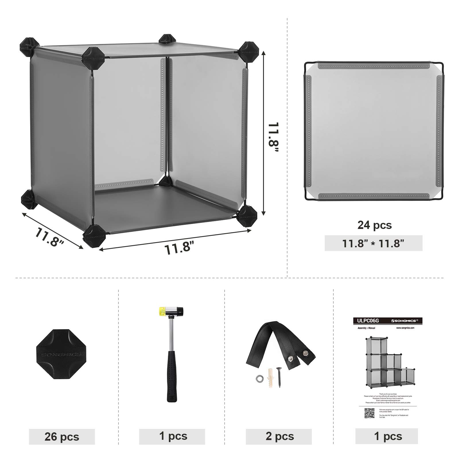 Buy SONGMICS Cube Storage Organizer, 6-Cube Bookshelf, Closet ...