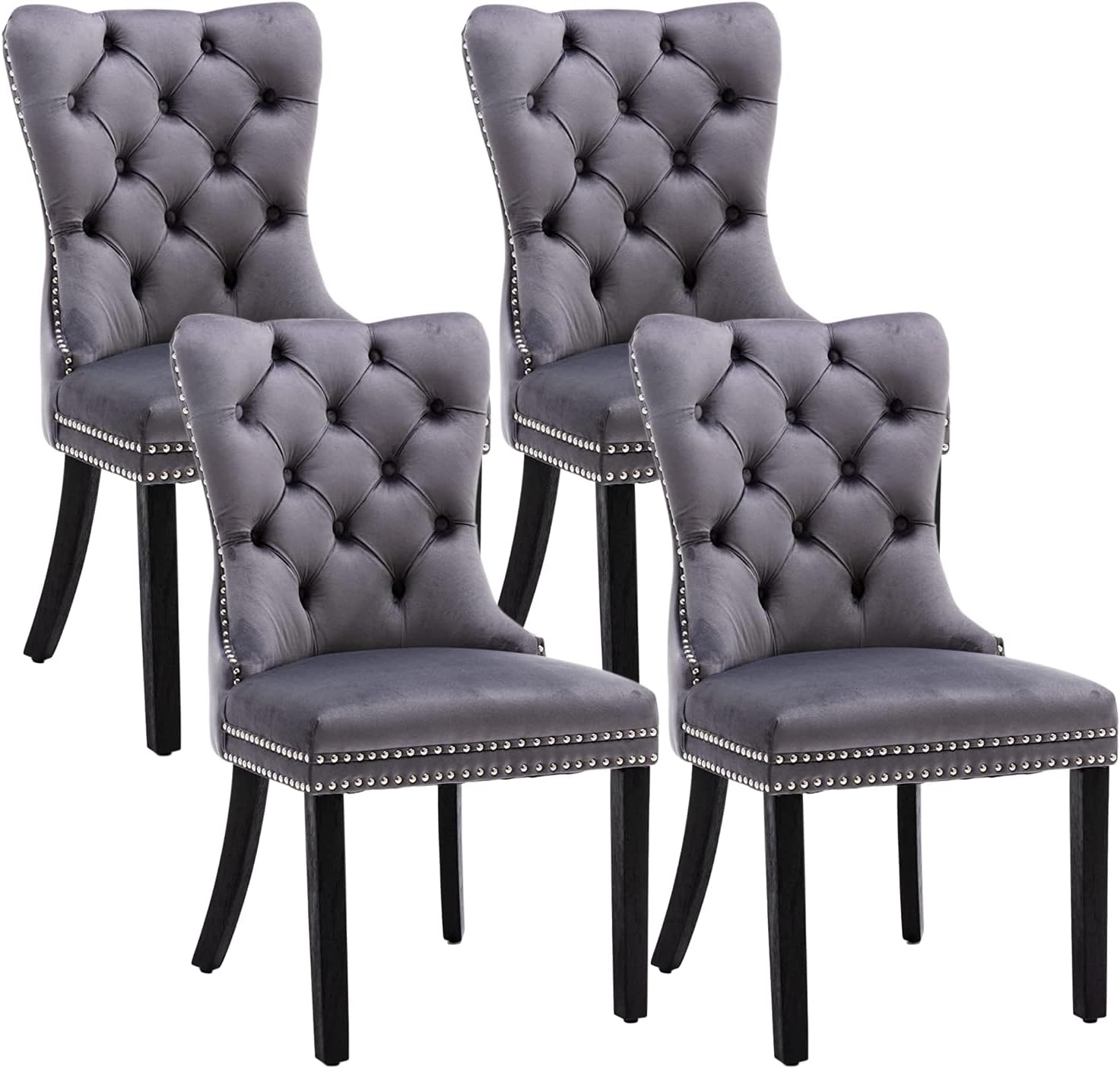 Amazon.com - Eifizek Velvet Dining Chairs Set of 4, Tufted Dining Room ...