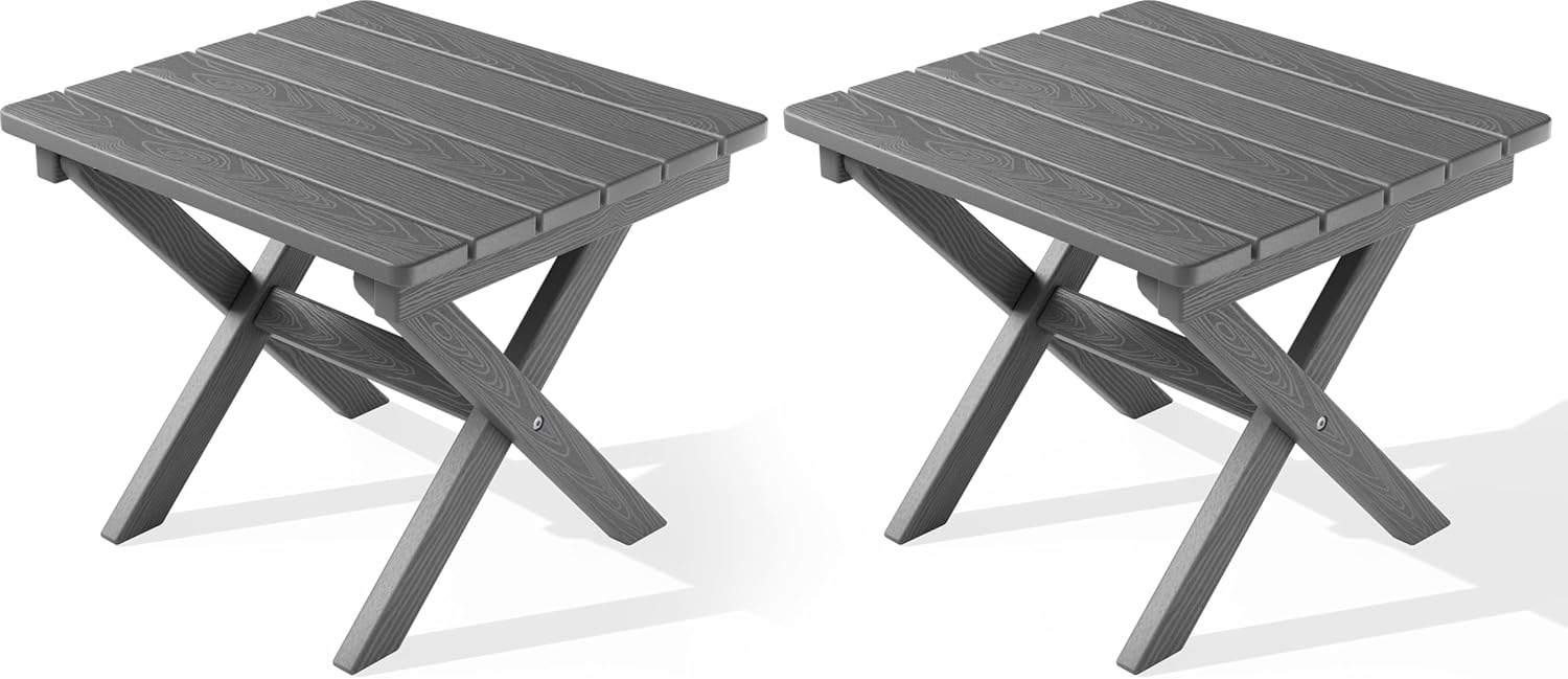 Amazon.com: SERWALL Folding Outdoor Side Table Set of 2, Portable ...