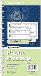 Adams Recycled Phone Message Book, 2-Part Carbonless, 4 Messages per ...