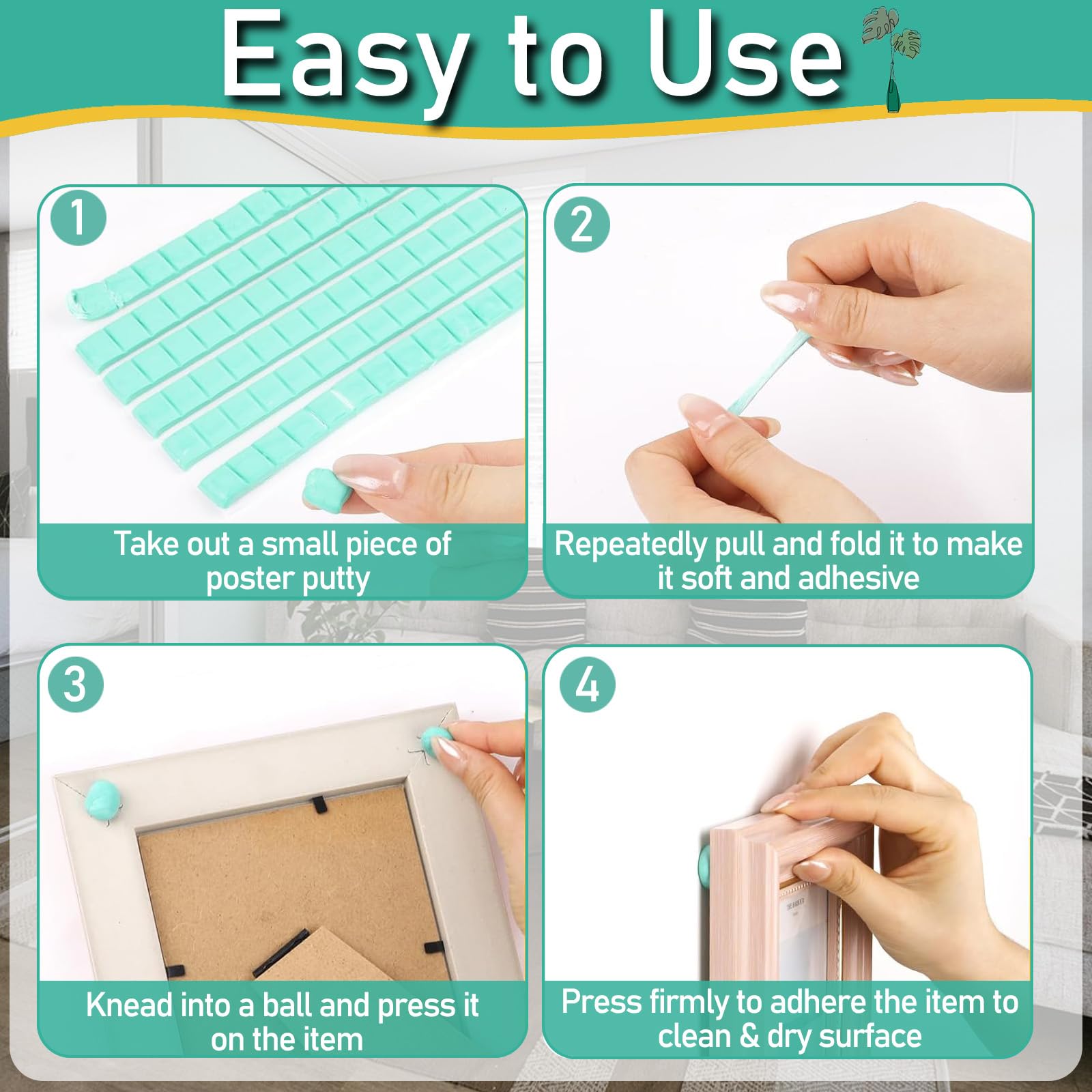 Blu Tack 96Pcs Adhesive Sticky Tack Putty, Removable Putty Non-Toxic ...