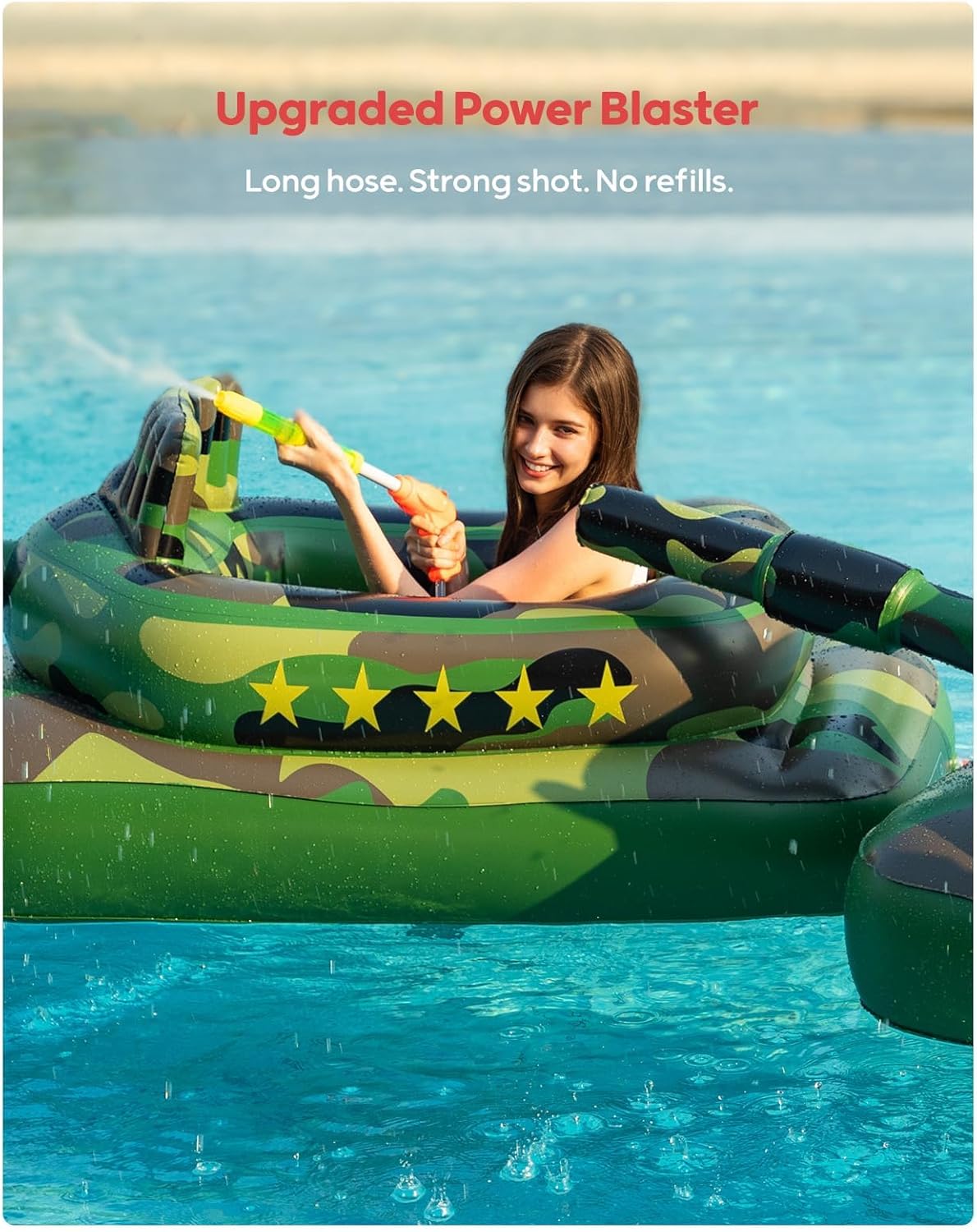 QPAU Inflatable Tank Pool Float for Adults & Kids – Ride-On Camouflage ...