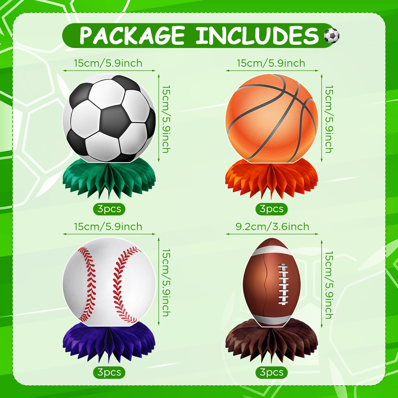 Snapklik.com : 12pcs Sports Themed Birthday Party Decorations Sports ...
