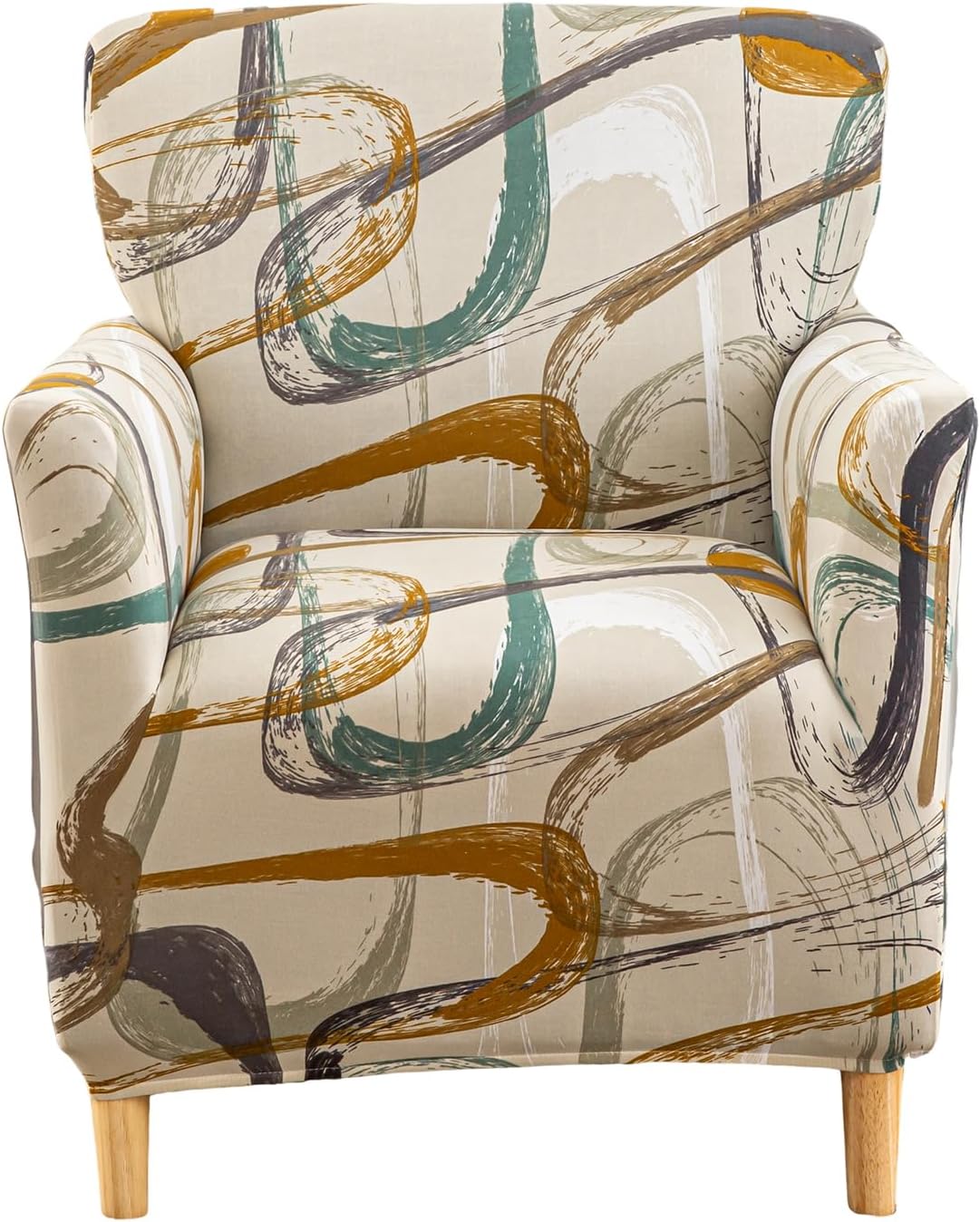 Amazon.com: CRFATOP Stretch 1 Piece Chair Covers with Arms Printed ...