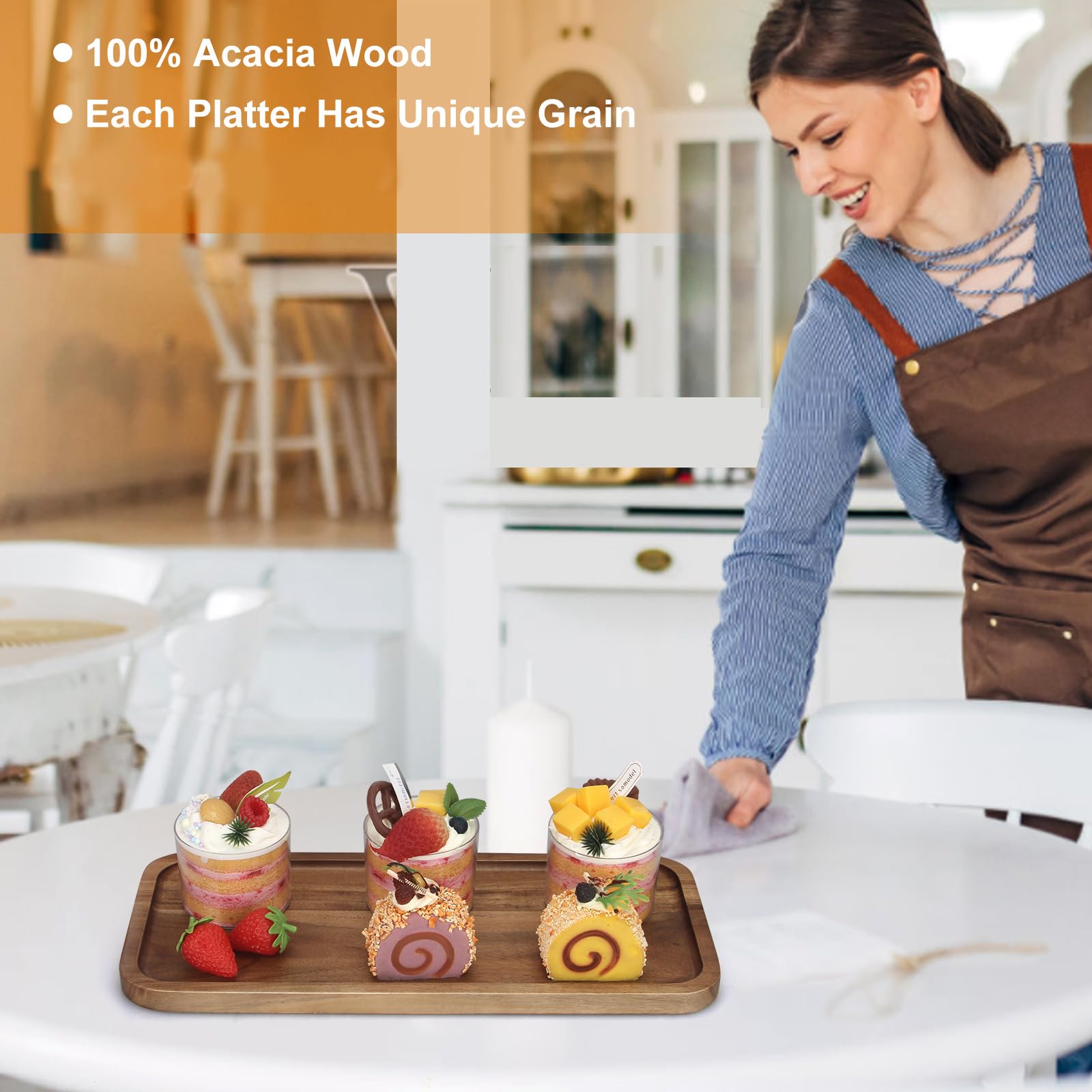 Snapklik.com : 16"x 8" Large Wooden Serving Trays Decor Long Charcuterie Cheese Boards Acacia ...