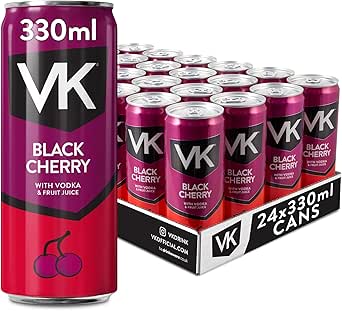 VK Alcopop Cans | Black Cherry | 24 x 330ml | 3.4% ABV | Sparkling ...