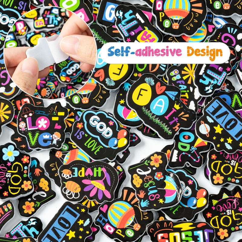 Snapklik.com : 300pcs Religious Cartoon Black Foam Stciekrs Sunday ...