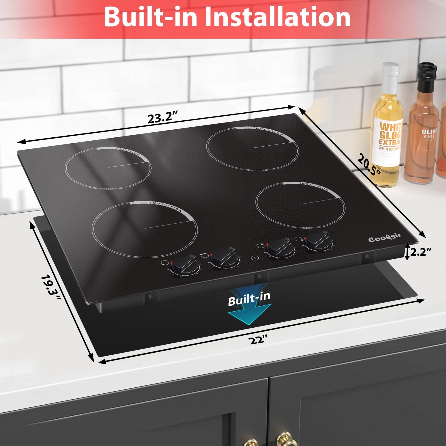 4 Burner Induction Cooktop - 24 Inch Induction Stove Top 7000W, Bulit ...