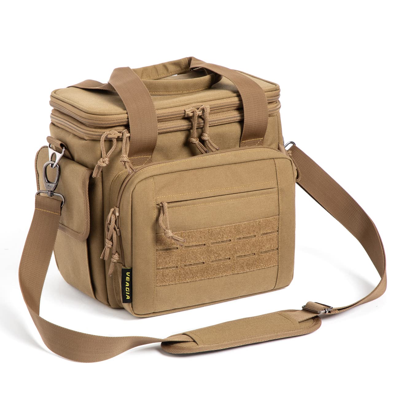 MOLLE Tactical Bag VEAGIA Double-Layer Pistol Range Bag - Lockable Gun ...