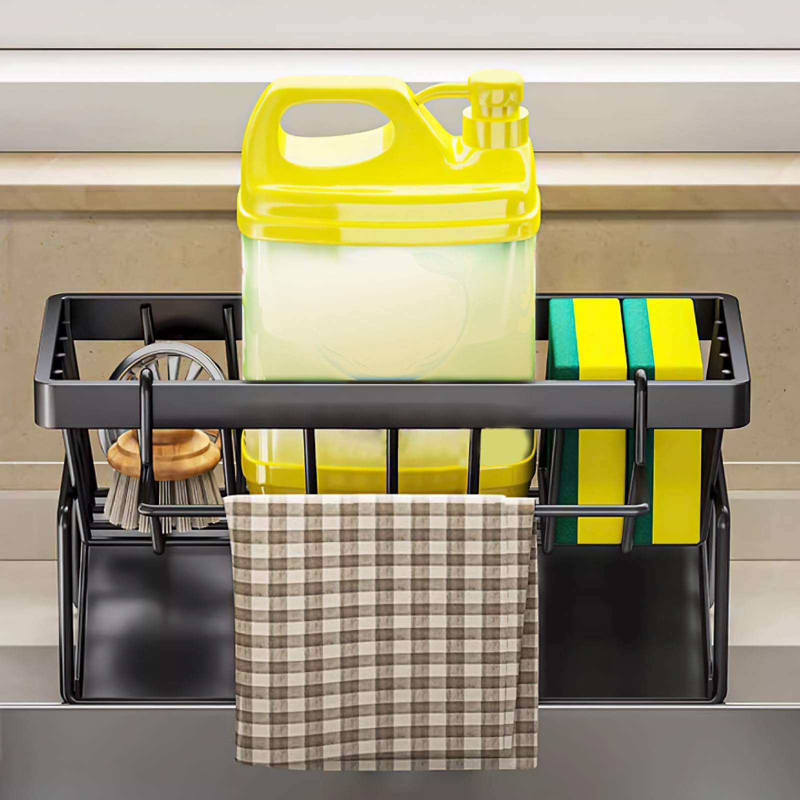 Amazon.com - WERTYUV Black Kitchen Sink Sponge Rack with Automatic ...