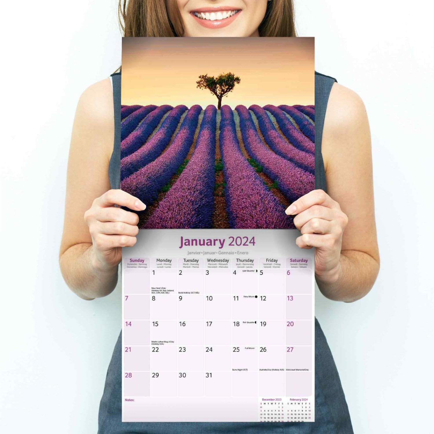 Snapklik.com : 2023 2024 Lavender Calendar - Monthly Wall Calendar - 12 ...