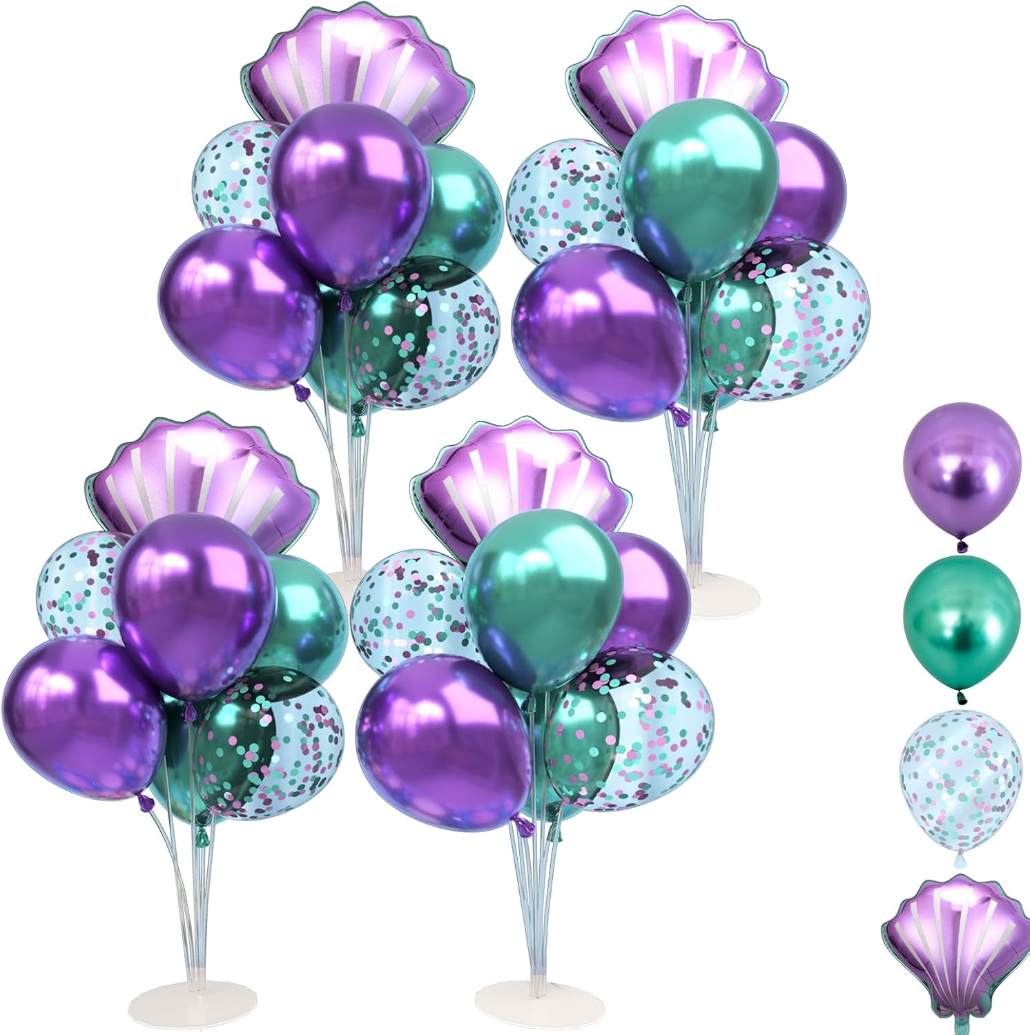 Amazon.com: Mermaid Balloons, 4 Set Balloon Centerpieces for Table, 28 ...