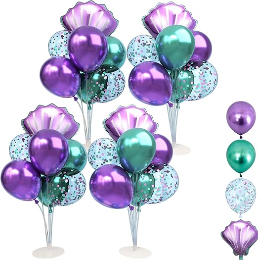 Amazon.com: Mermaid Balloons, 4 Set Balloon Centerpieces for Table, 28 ...