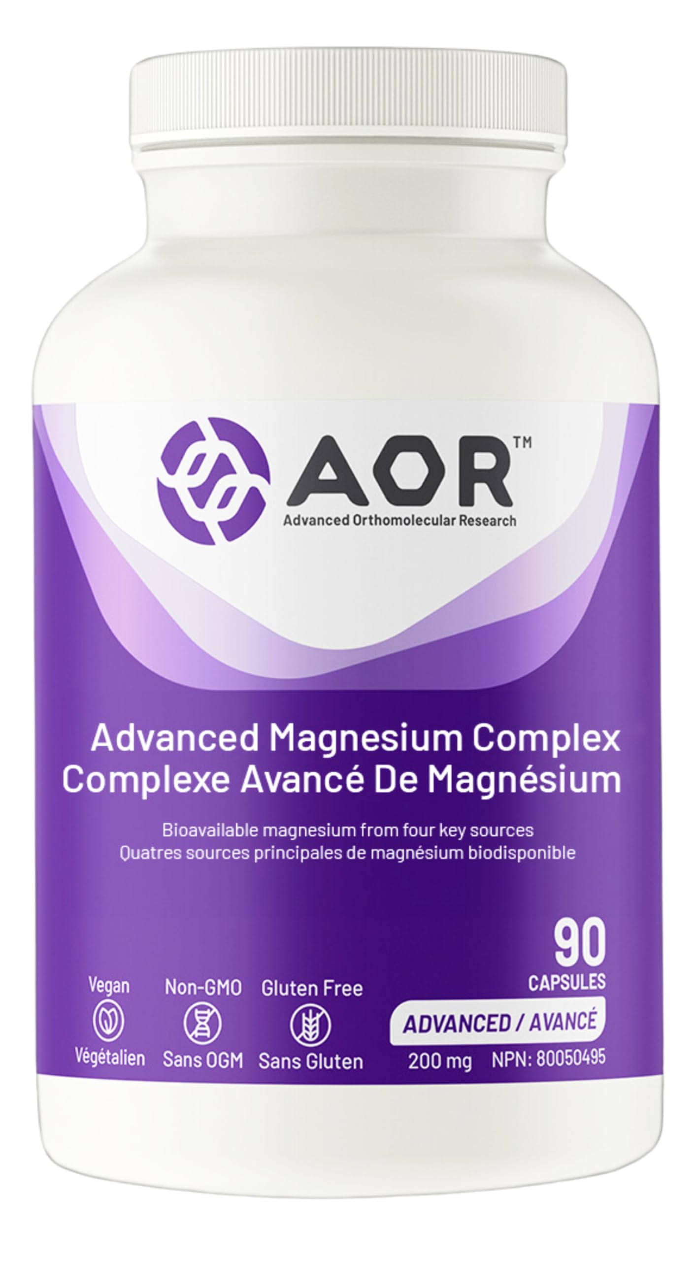 AOR Advanced Magnesium Complex 200mg, 90 Caps, Vegan-Friendly Magnesium ...