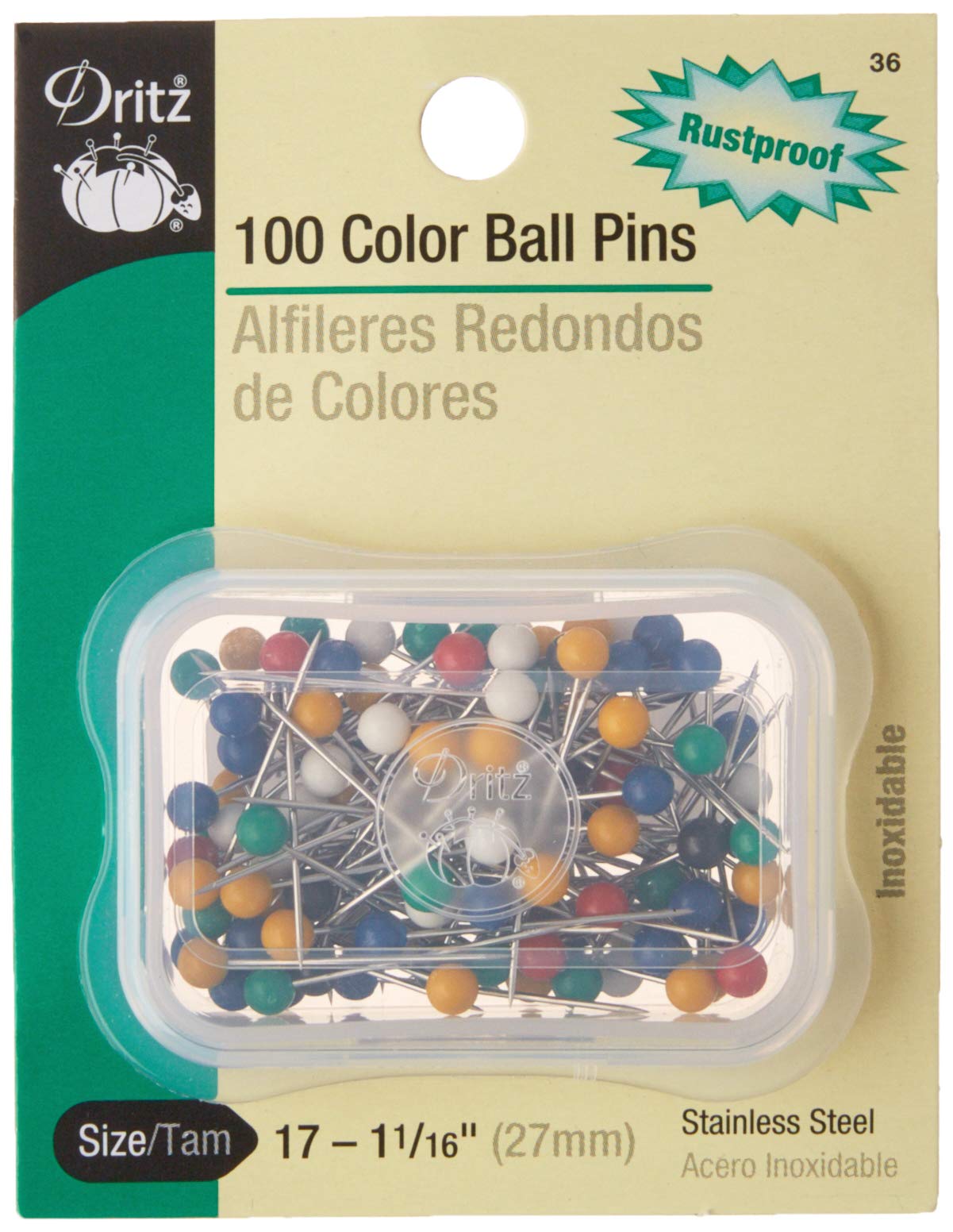 Amazon.com: Dritz 36 Color Ball Pins, 1-1/16-Inch (100-Count)